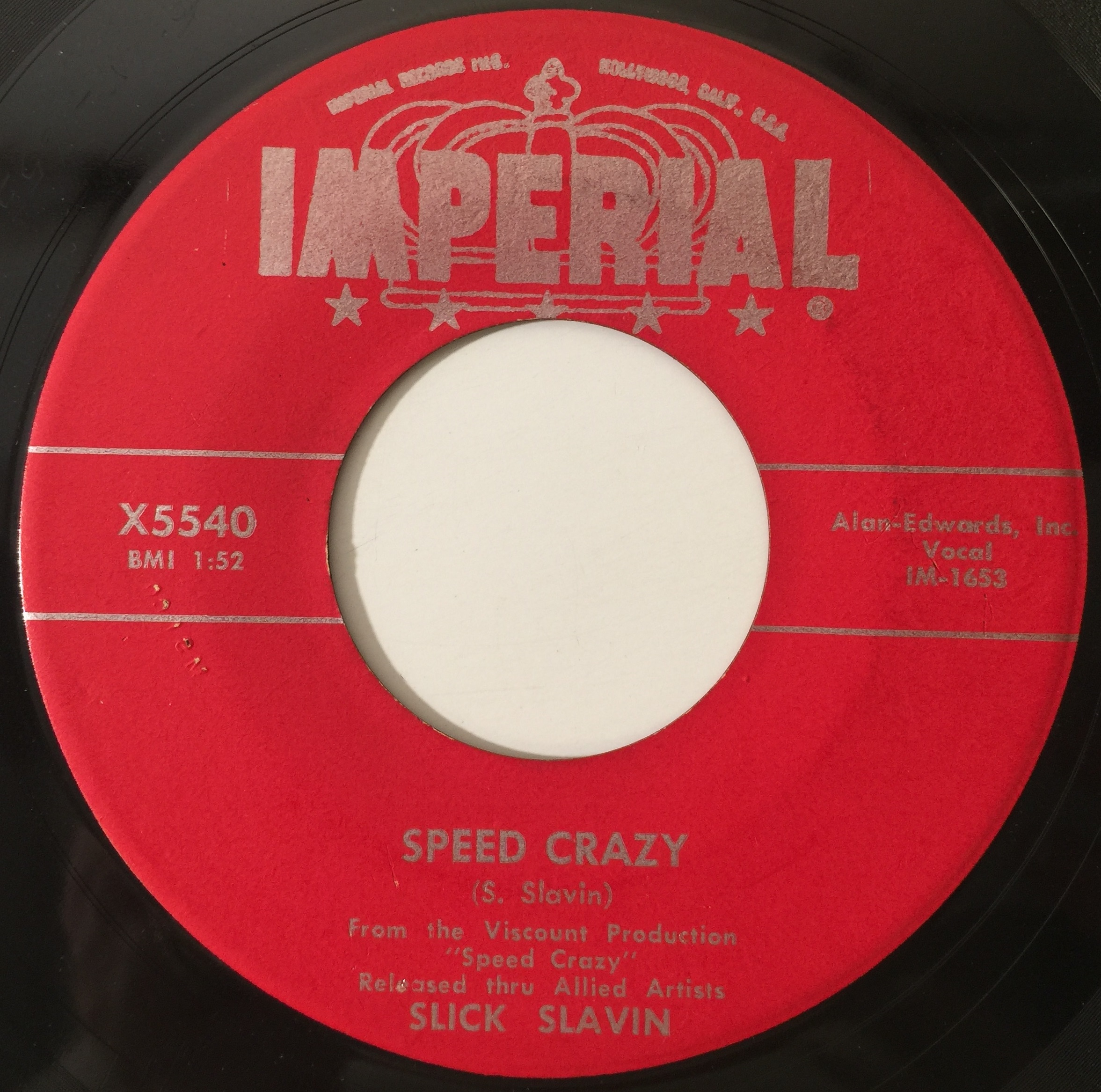 Lot 96 - SLICK SLAVIN - SPEED CRAZY 7" (IMPERIAL