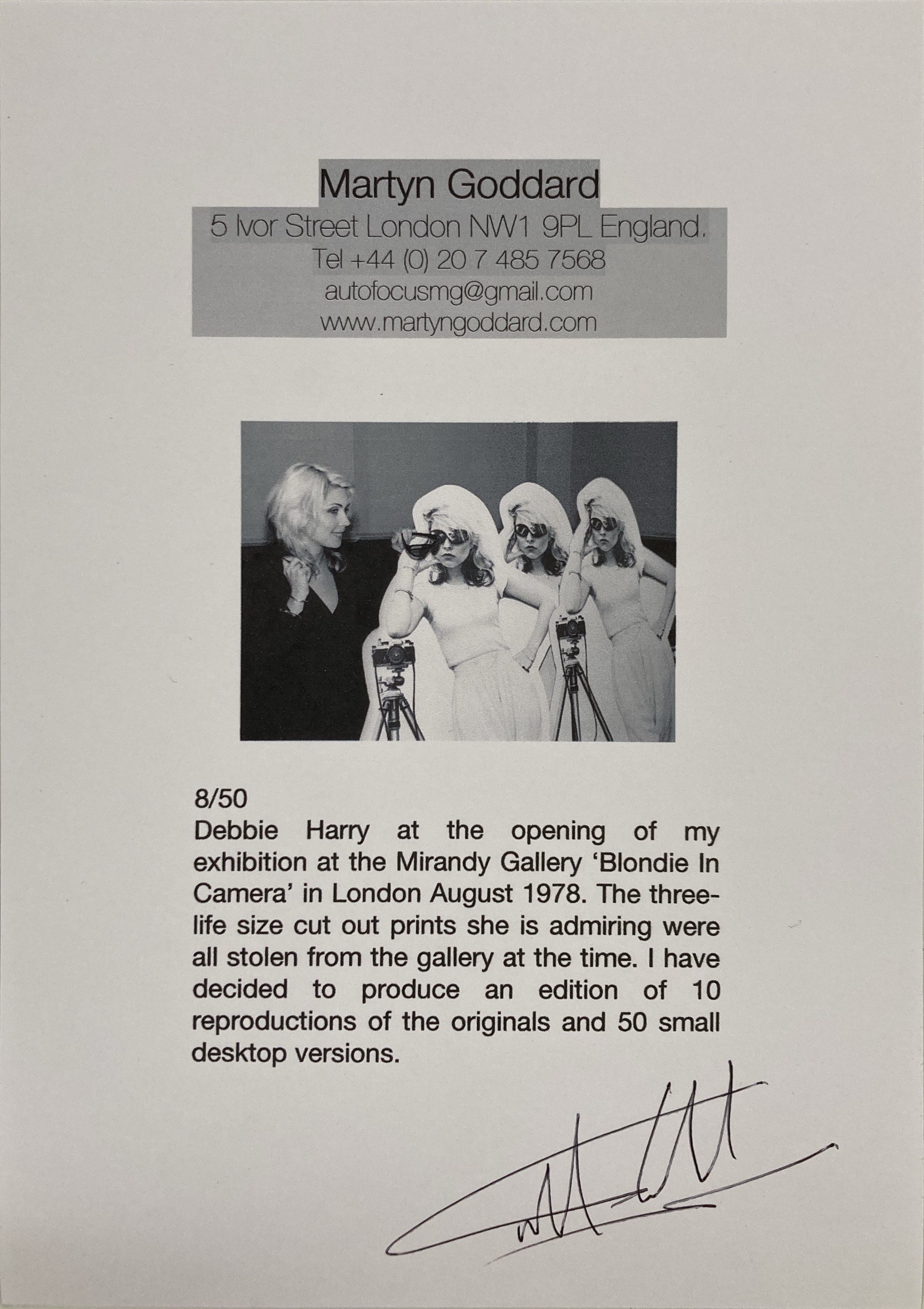 Lot 152 - MARTYN GODDARD - DEBBIE HARRY - A SIGNED