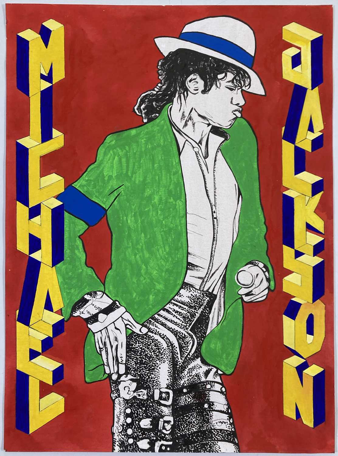 Lot 1920182 - MICHAEL JACKSON HAND PAINTED POSTER.