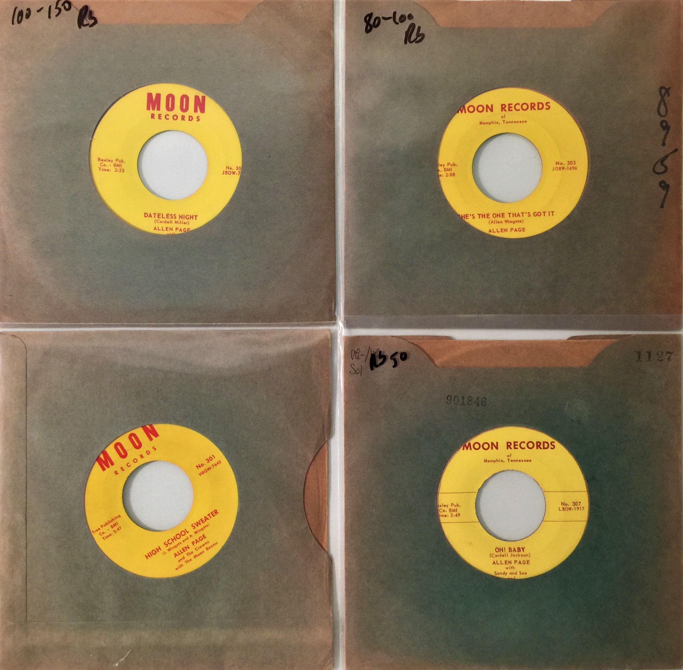 Lot 244 - ALLEN PAGE - MOON RECORDS 7" RARITIES