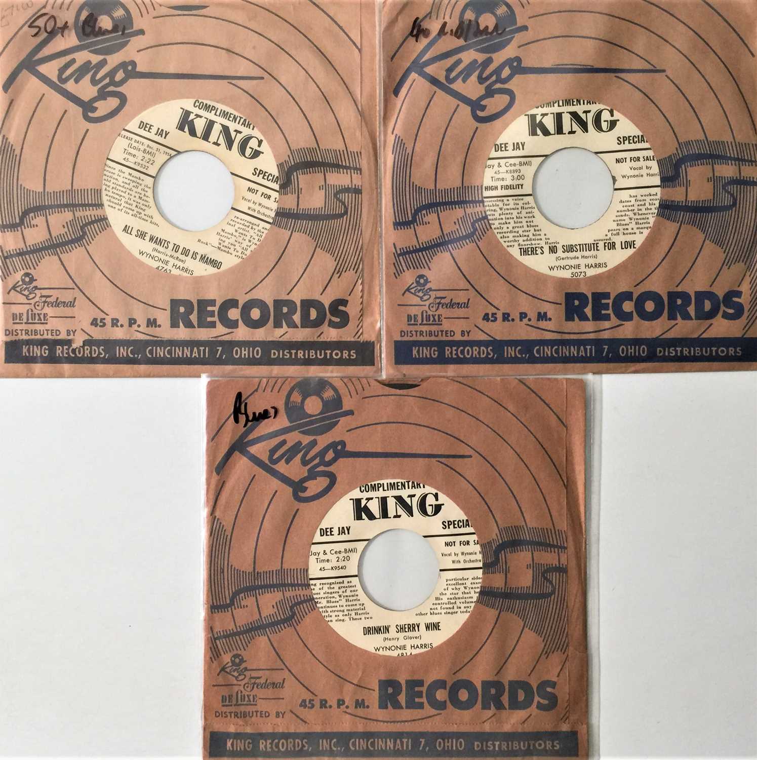 Lot 192 - KING RECORDS - PROMOS - BLUES / ROCKABILLY 7"