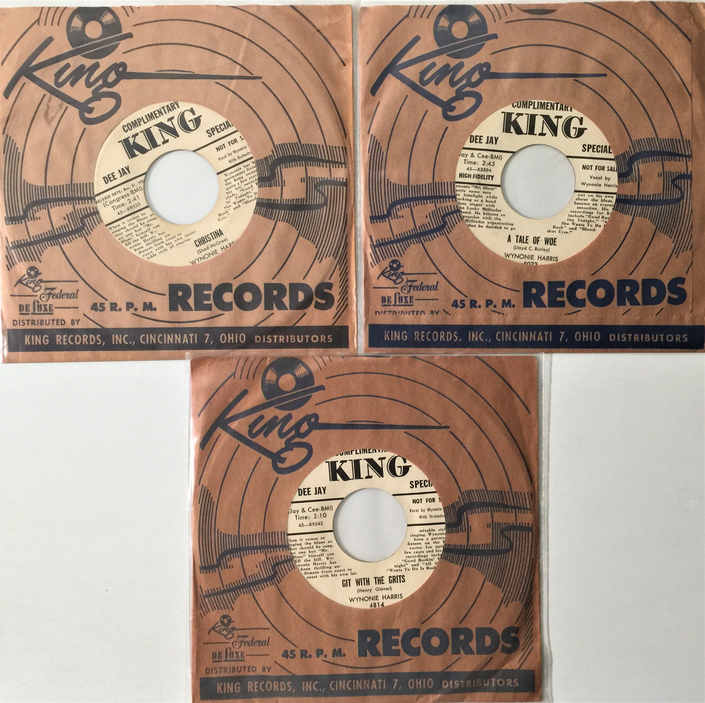 Lot 192 - KING RECORDS - PROMOS - BLUES / ROCKABILLY 7"