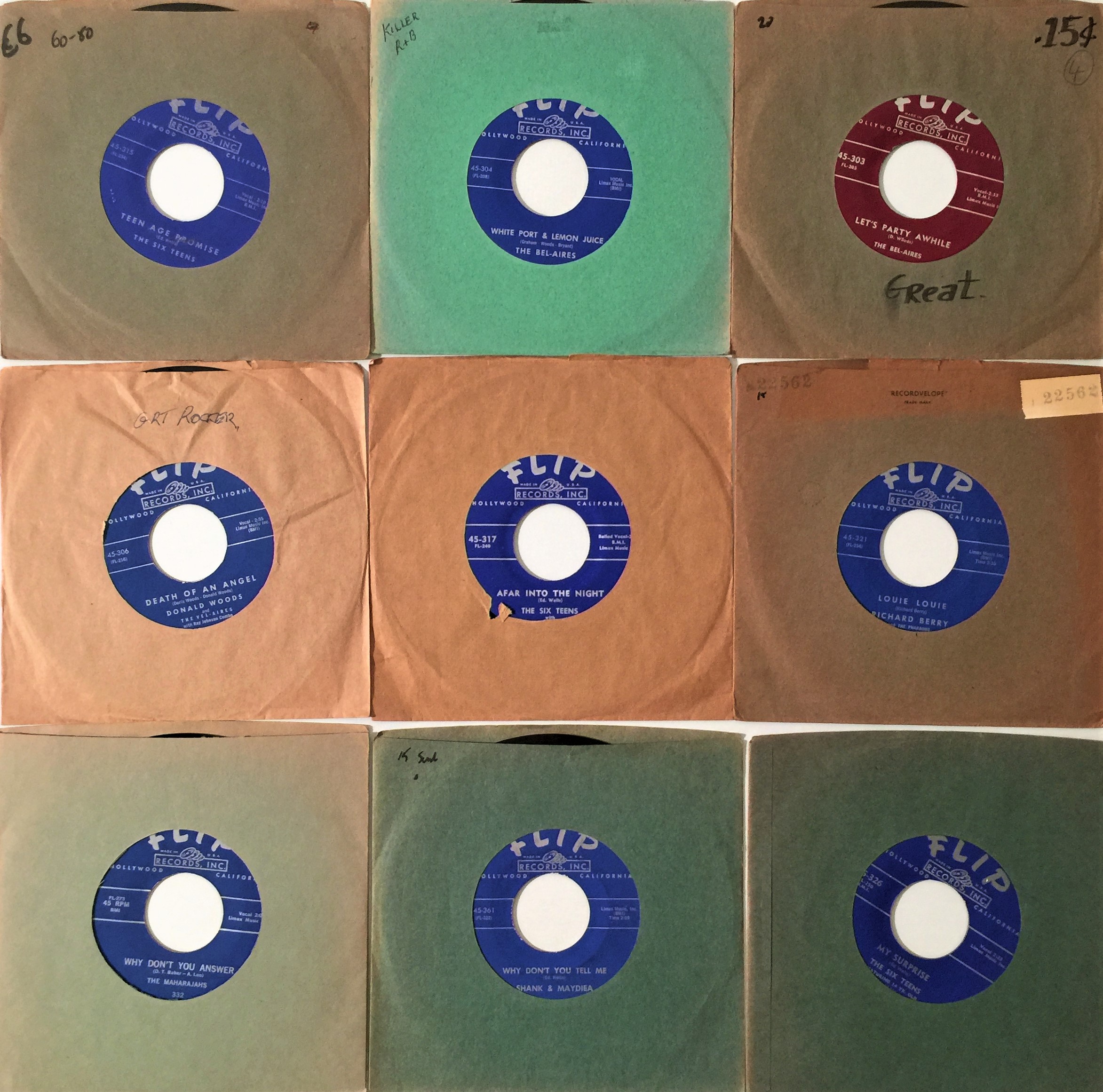 Lot 43 - FLIP RECORDS INC - 7" PACK (DOO WOP/ R&B)