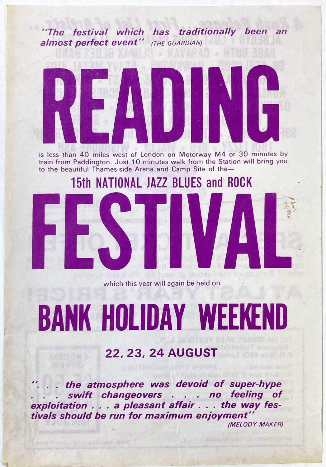 Lot 106 - READING FESTIVAL 1975 HANDBILL - THIN LIZZY