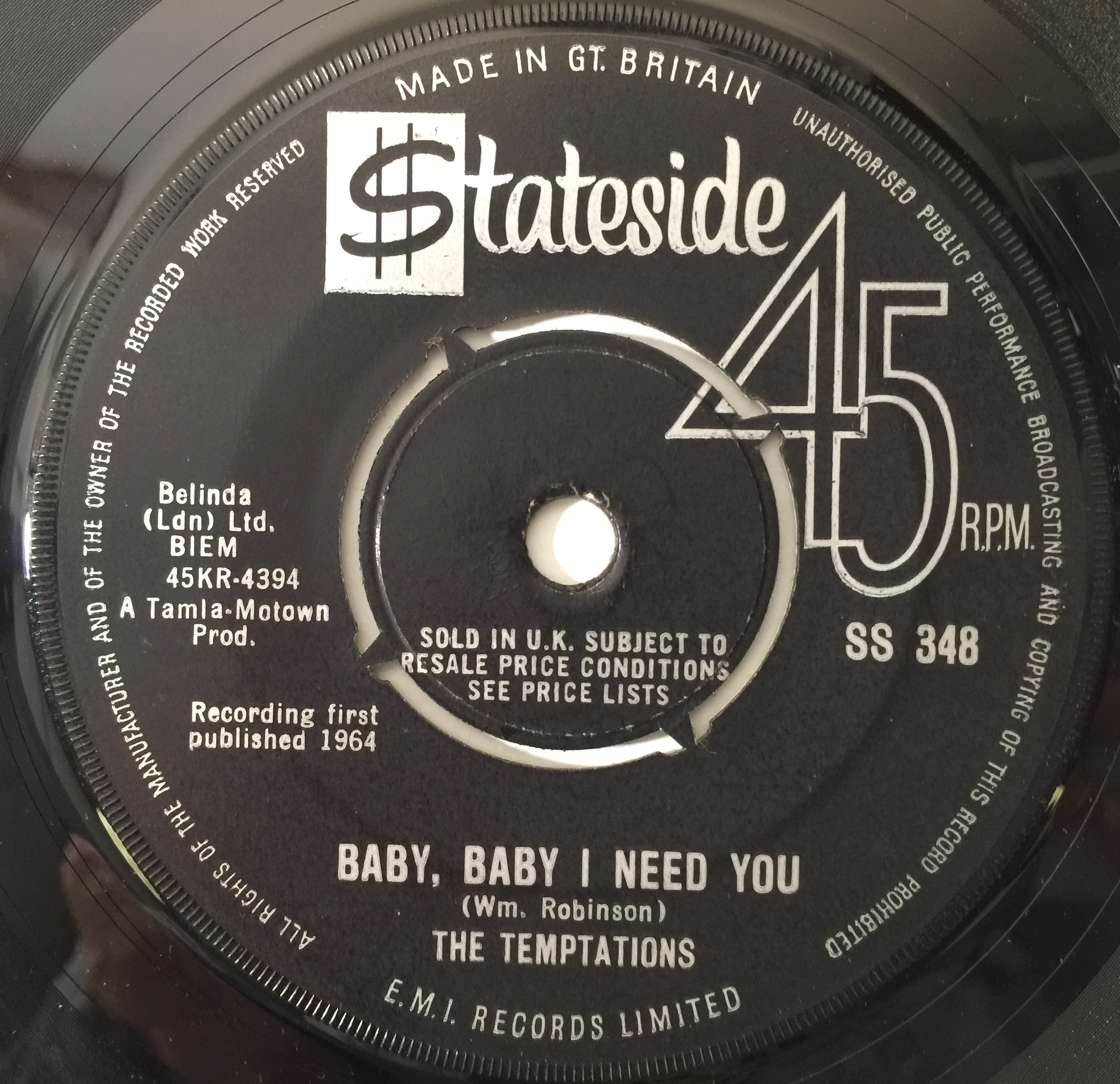 Lot 107 - THE TEMPTATIONS - WHY YOU WANNA MAKE ME BLUE