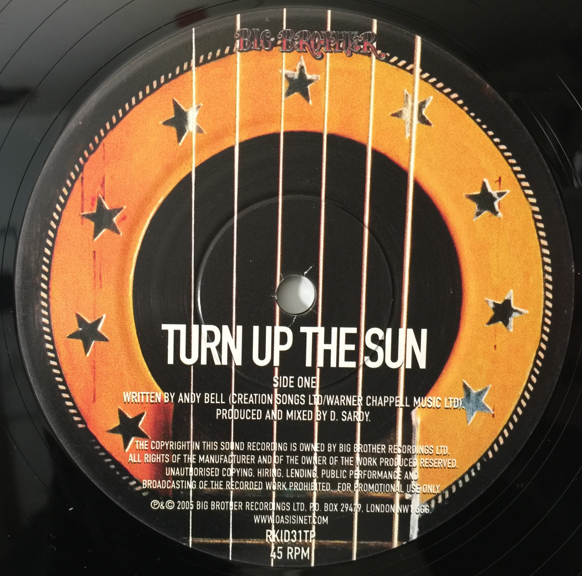 Lot 19 - OASIS - TURN UP THE SUN 12" SINGLE-SIDED