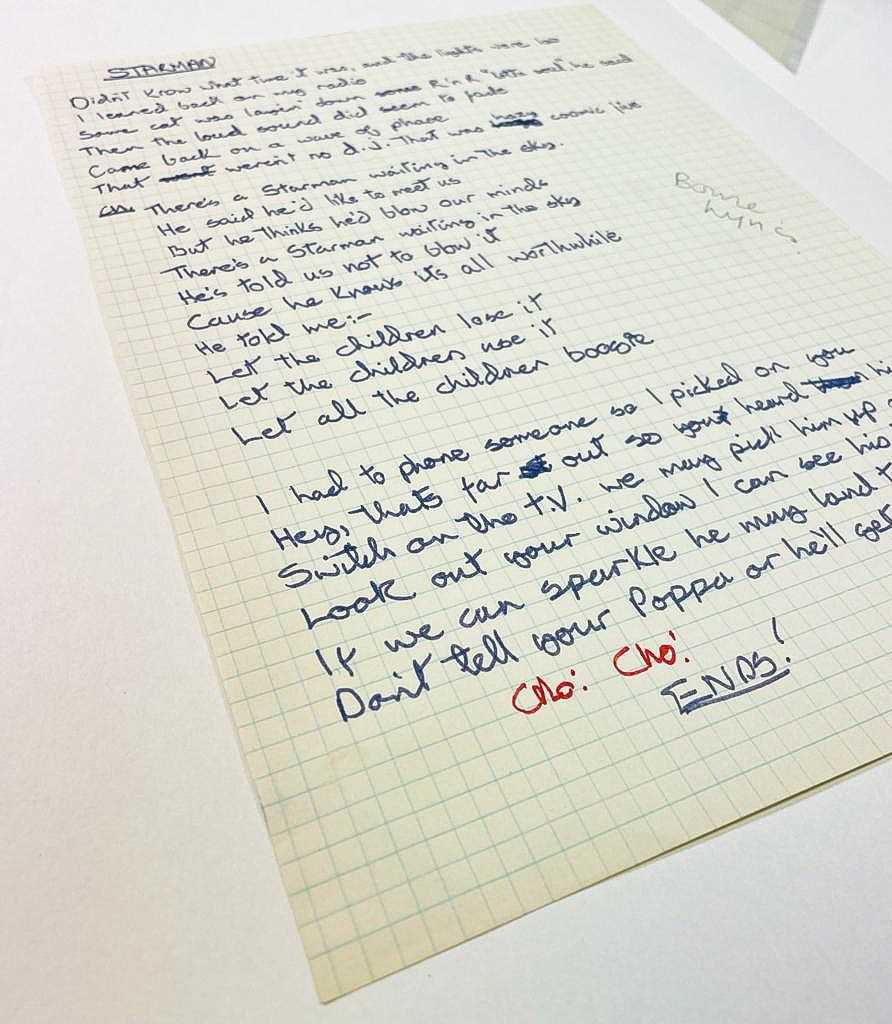 Lot 143 - DAVID BOWIE'S ORIGINAL HANDWRITTEN LYRICS