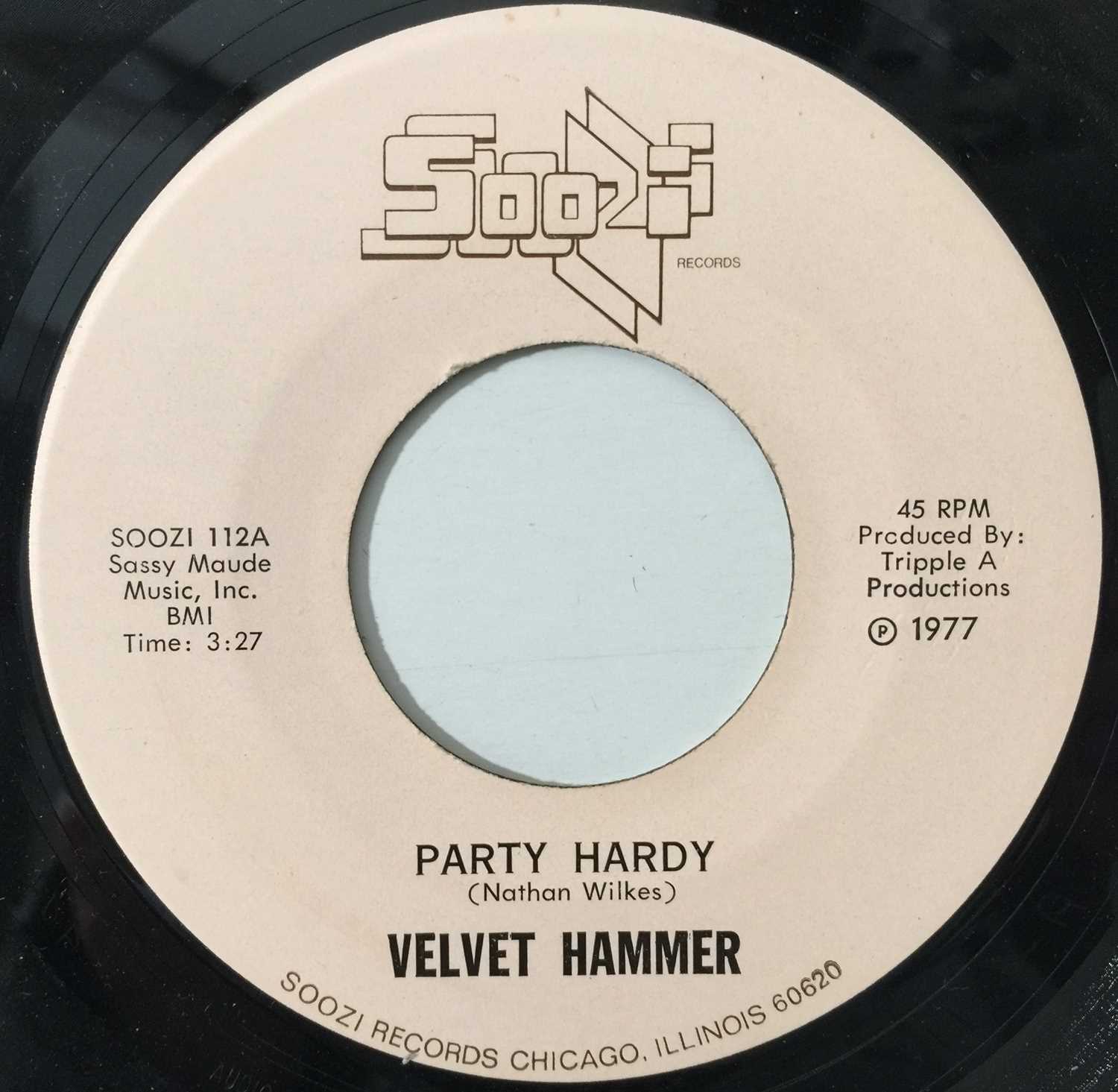 Lot 141 - VELVET HAMMER - PARTY HARDY/ HAPPY 7" (US