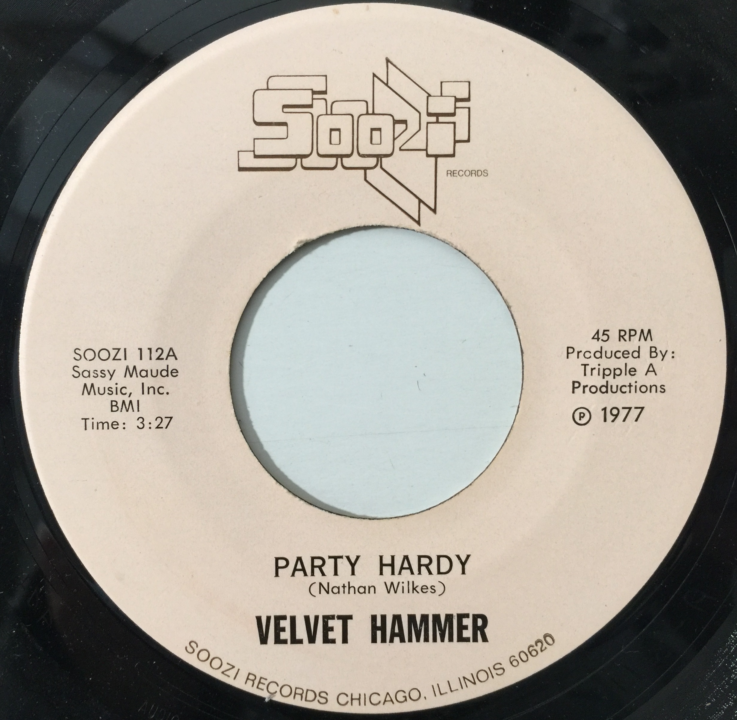 Lot 141 - VELVET HAMMER - PARTY HARDY/ HAPPY 7" (US