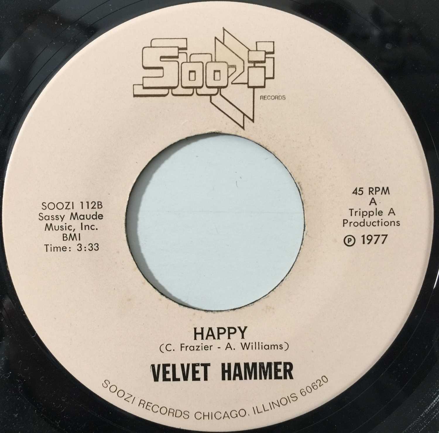 Lot 141 - VELVET HAMMER - PARTY HARDY/ HAPPY 7" (US