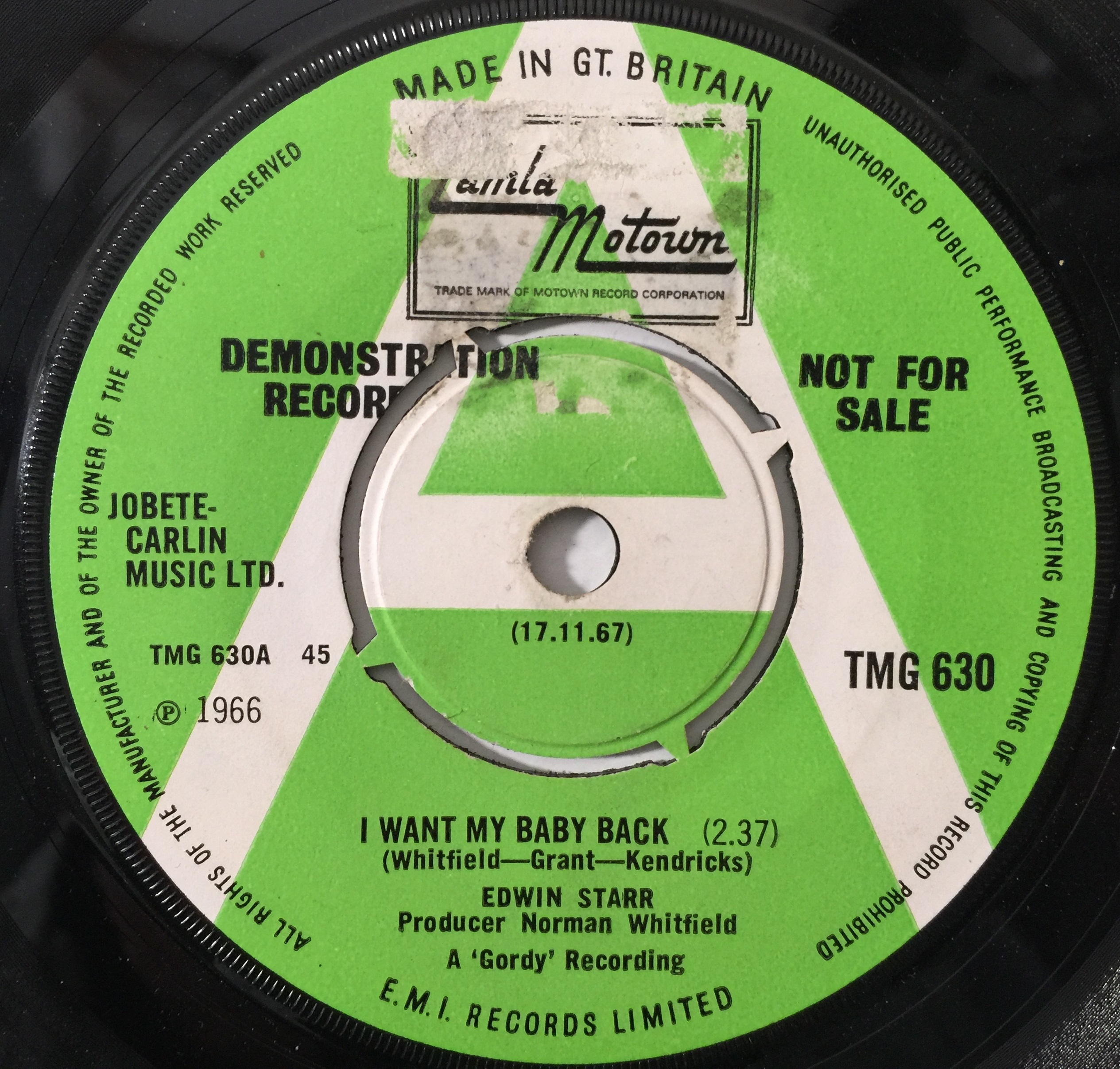 Lot 145 - EDWIN STARR - I WANT MY BABY BACK 7" (UK