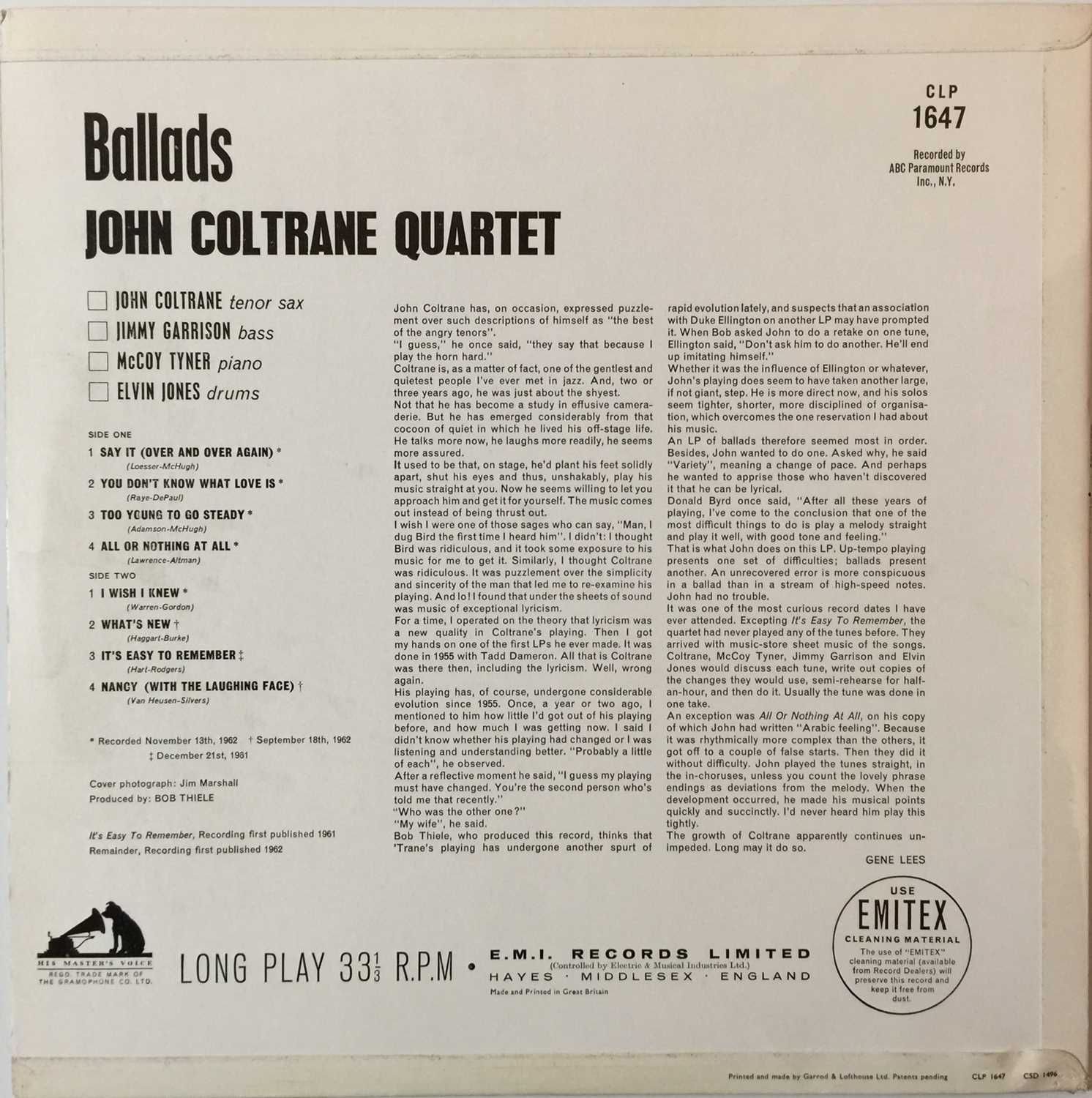 Lot 144 - JOHN COLTRANE QUARTET - BALLADS LP (ORIGINAL