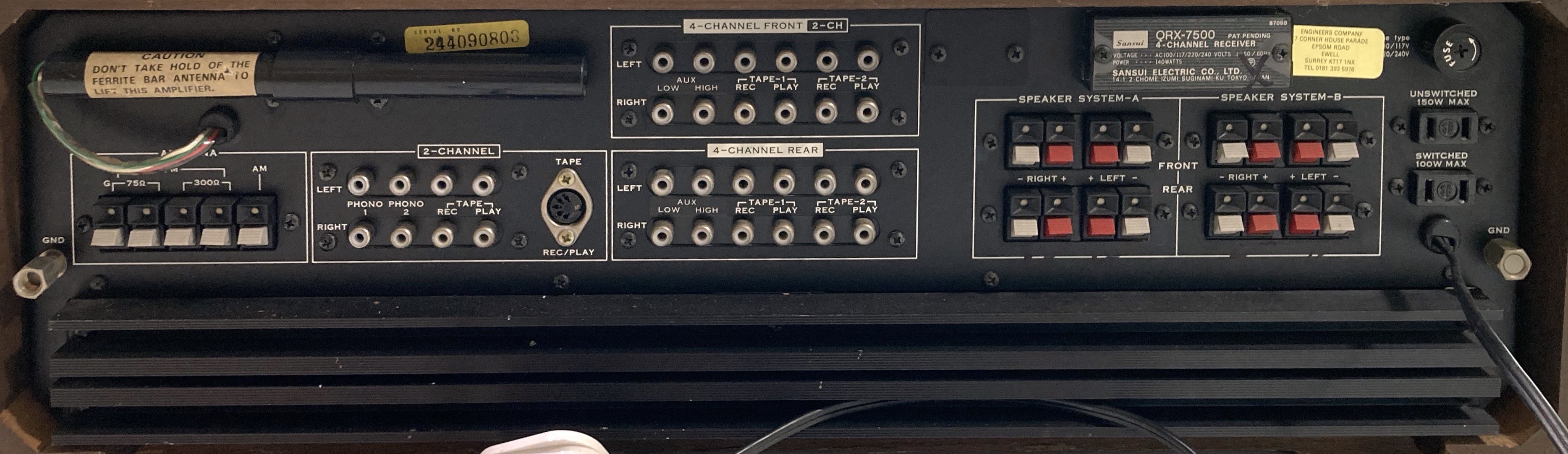 Lot 4 - SANSUI QRX-7500 QUADROPHONIC