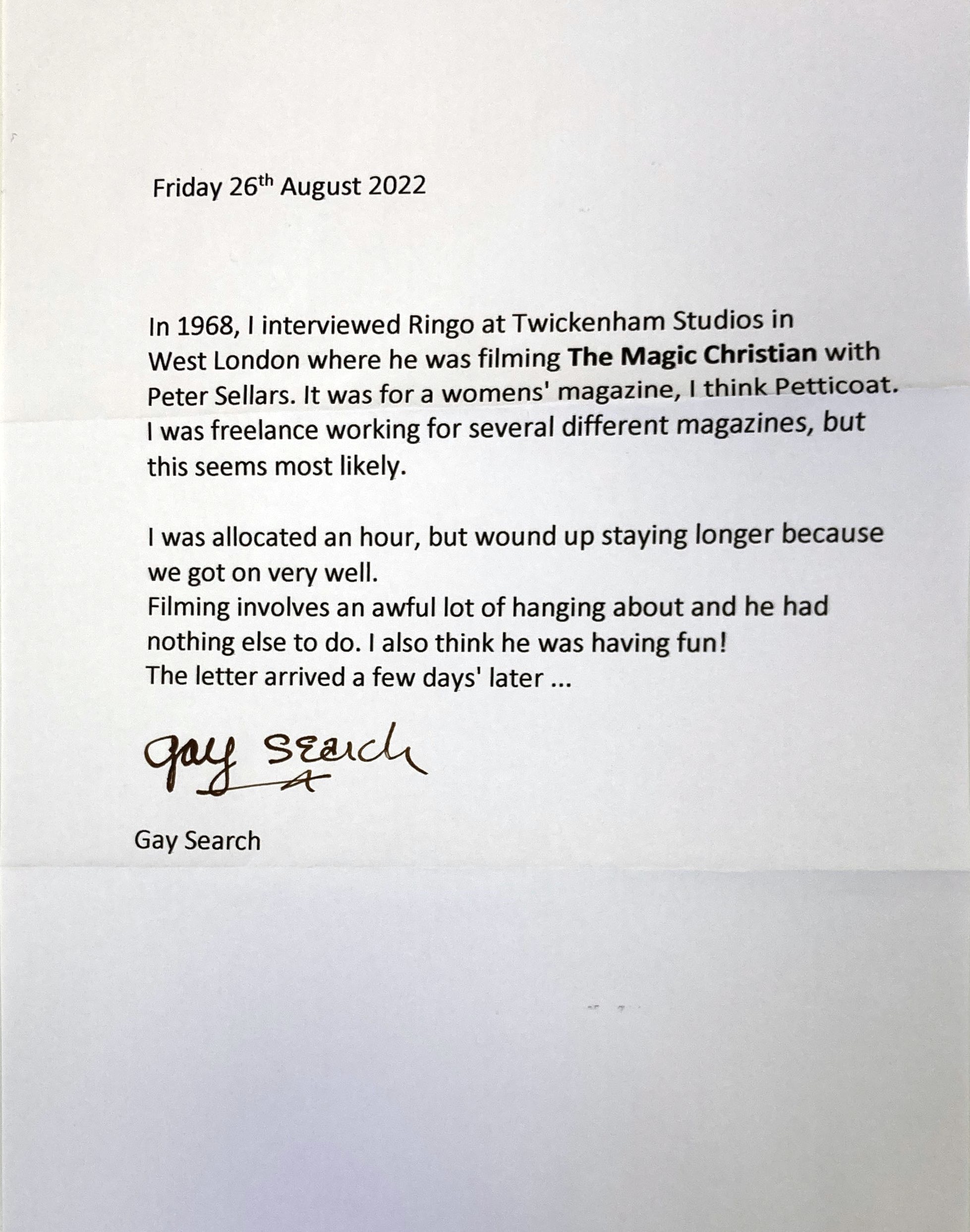 Lot 251 - THE BEATLES / RINGO STARR - AN ORIGINAL POEM
