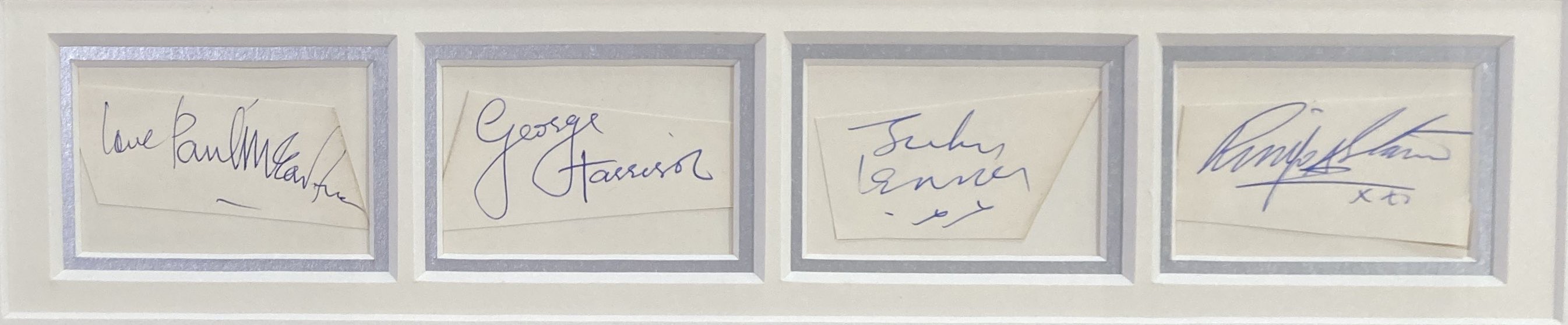 Lot 252 - THE BEATLES - A FULL SET OF AUTOGRAPHS IN A