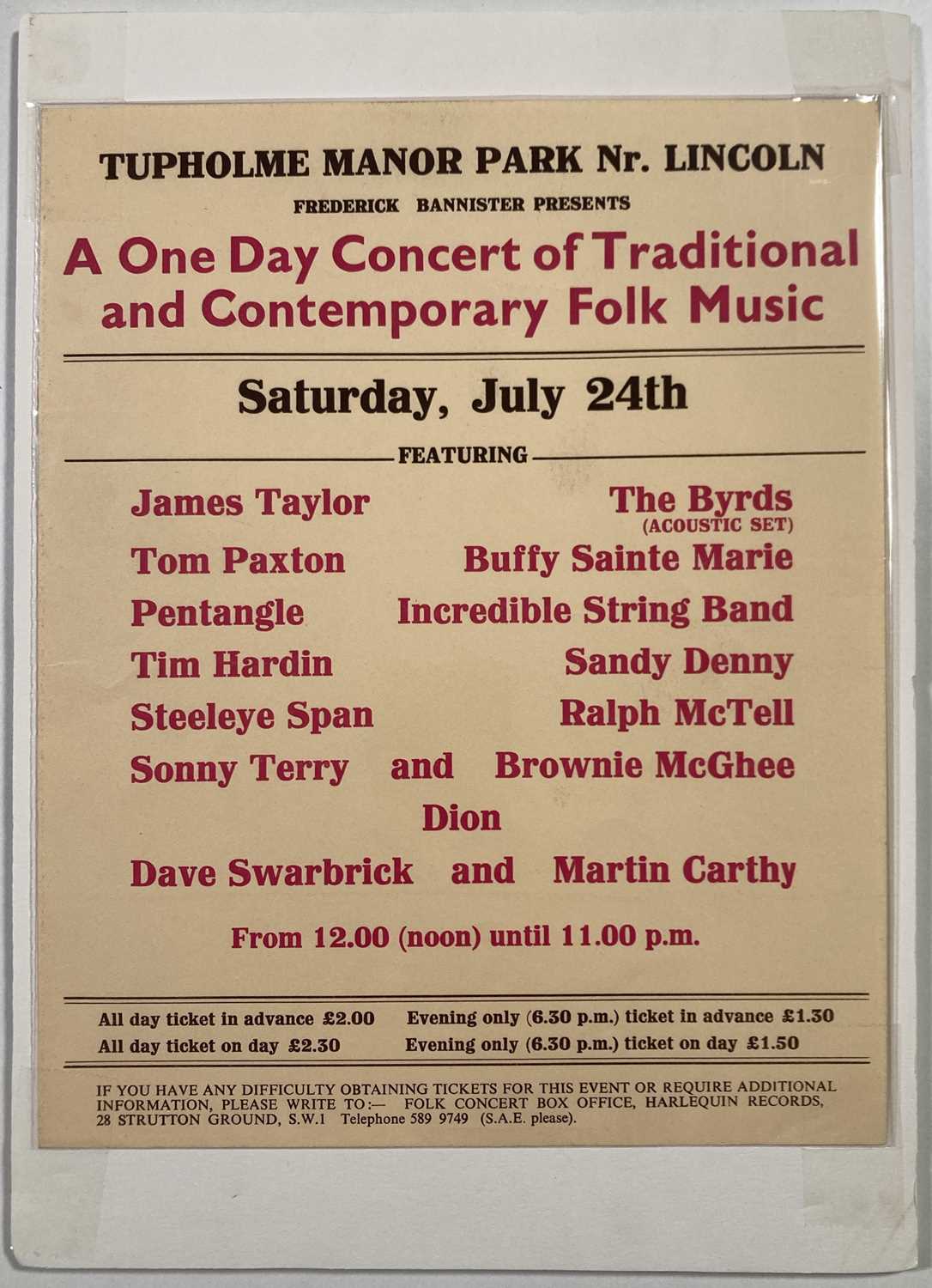 Lot 294 - ORIGINAL 1971 TUPHOLME MANOR FOLK FESTIVAL
