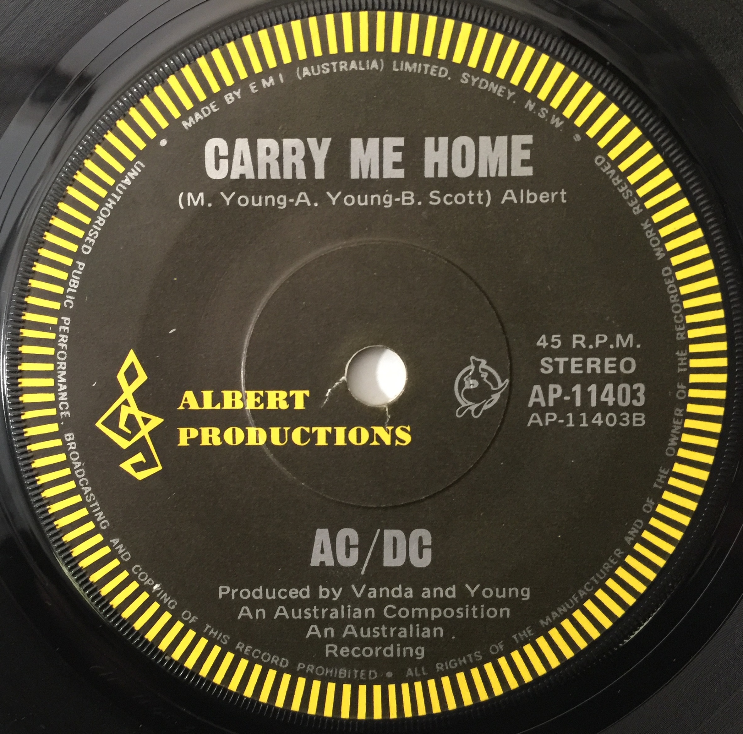 Lot 304 - AC/DC - DOG EAT DOG/ CARRY ME HOME 7"