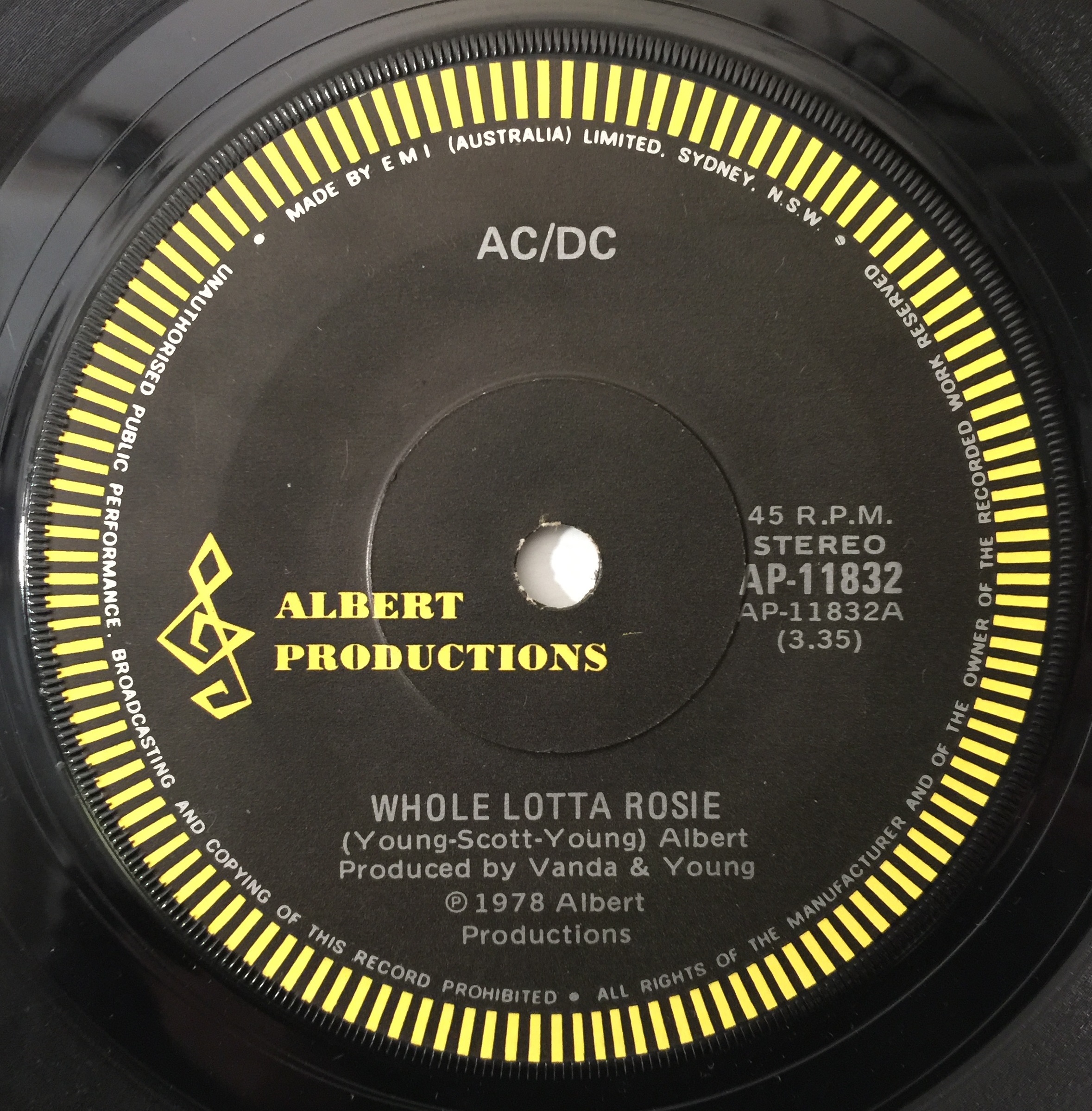 Lot 307 - AC/DC - WHOLE LOTTA ROSIE/ DOG EAT DOG 7"