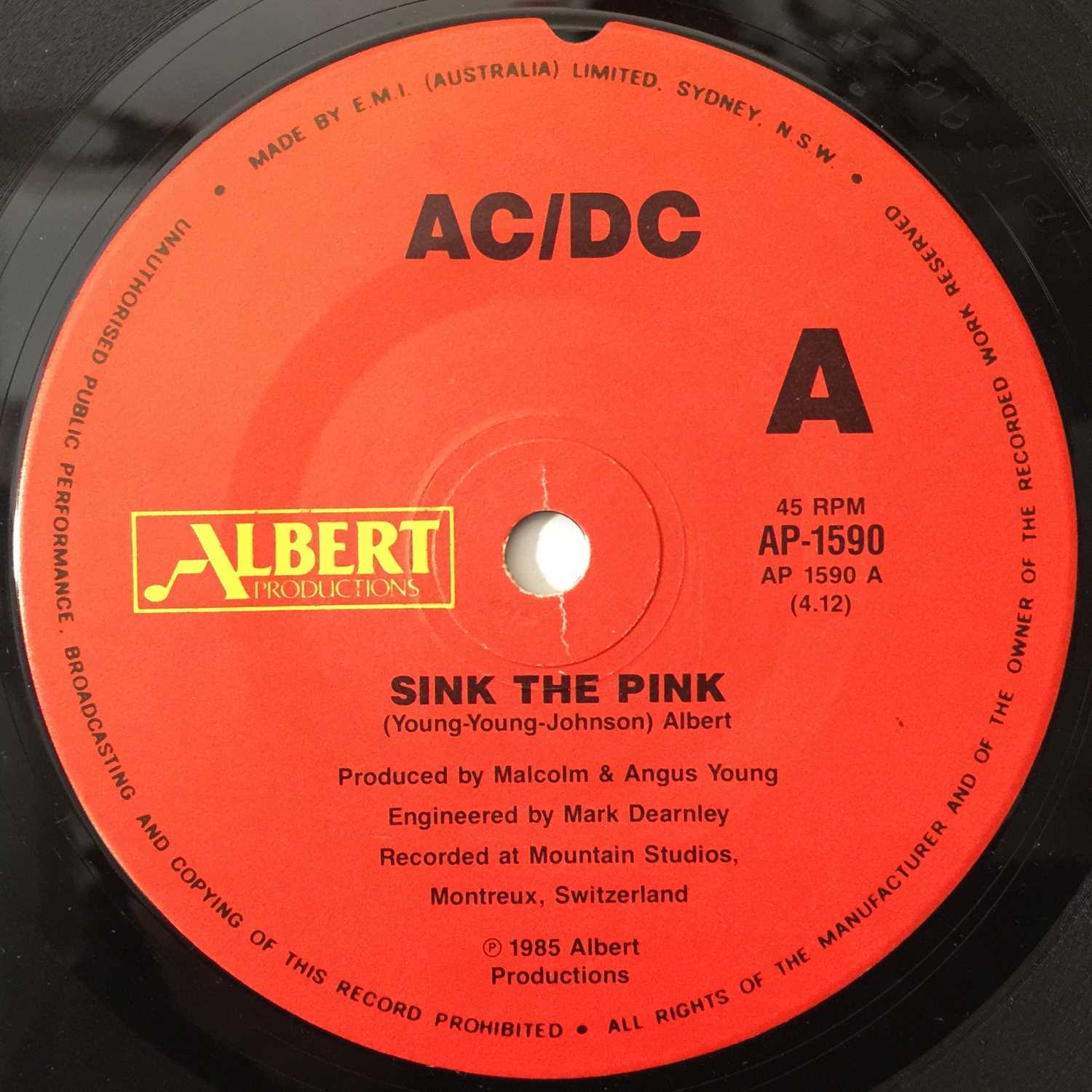 Lot 309 - AC/DC - SINK THE PINK/ BACK IN BUSINESS 7"