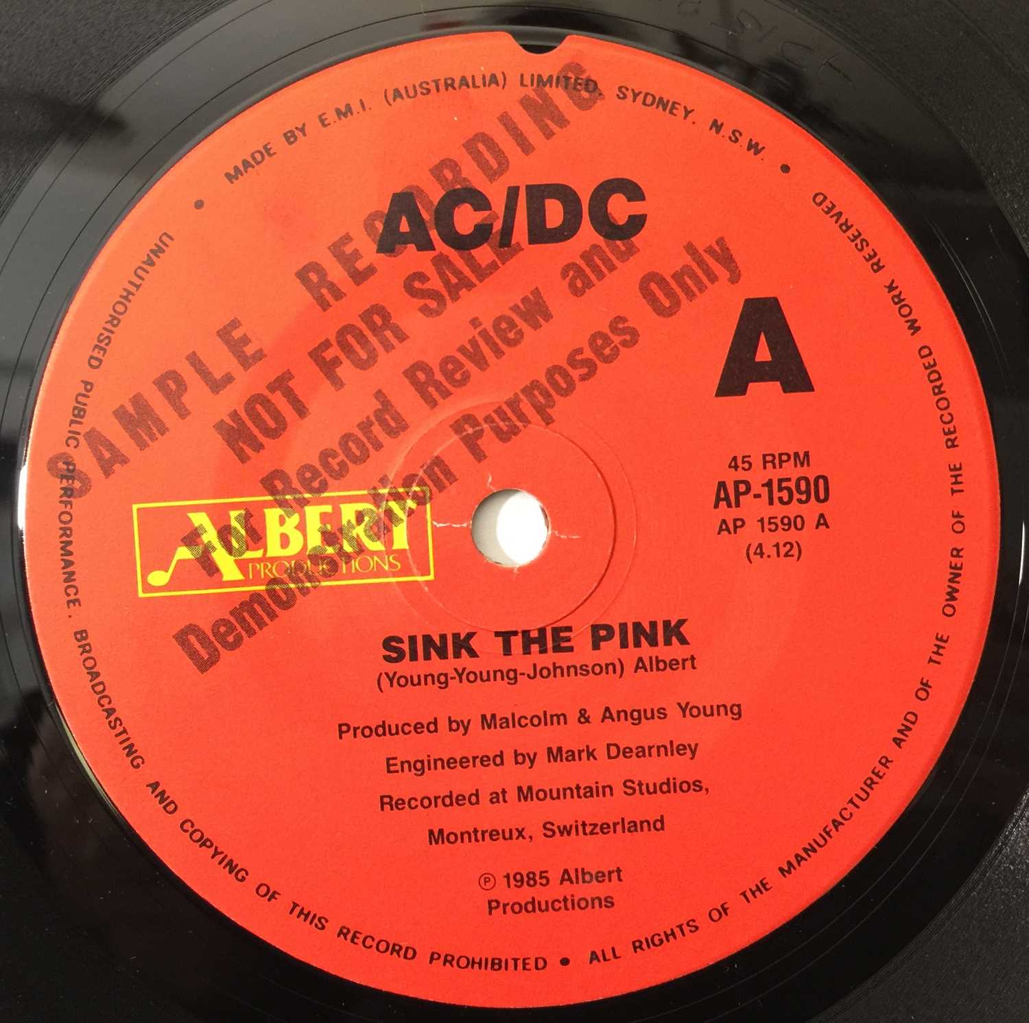 Lot 310 - AC/DC - SINK THE PINK/ BACK IN BUSINESS 7"