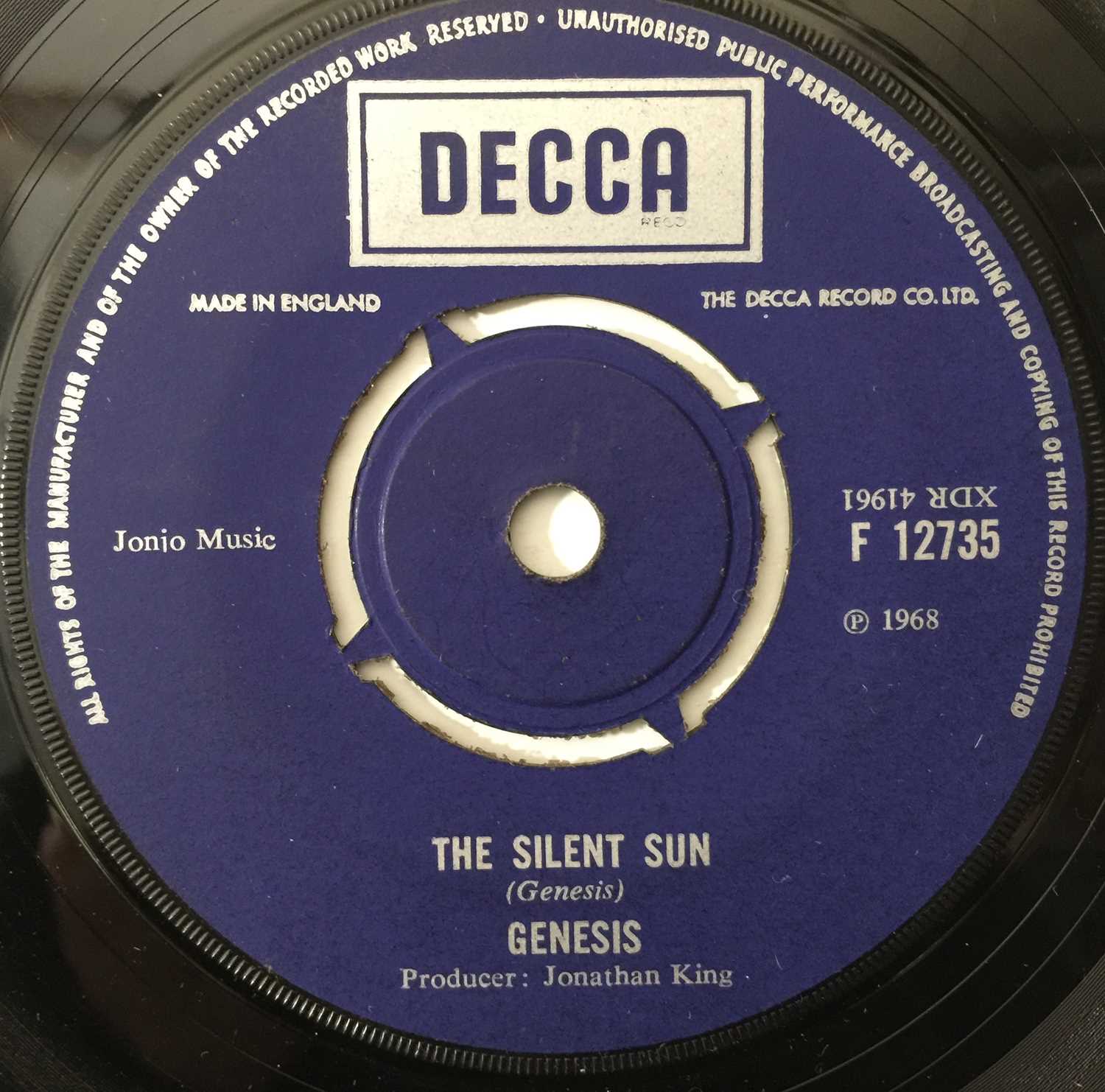 Lot 105 - GENESIS - THE SILENT SUN/ THAT'S ME 7" (UK