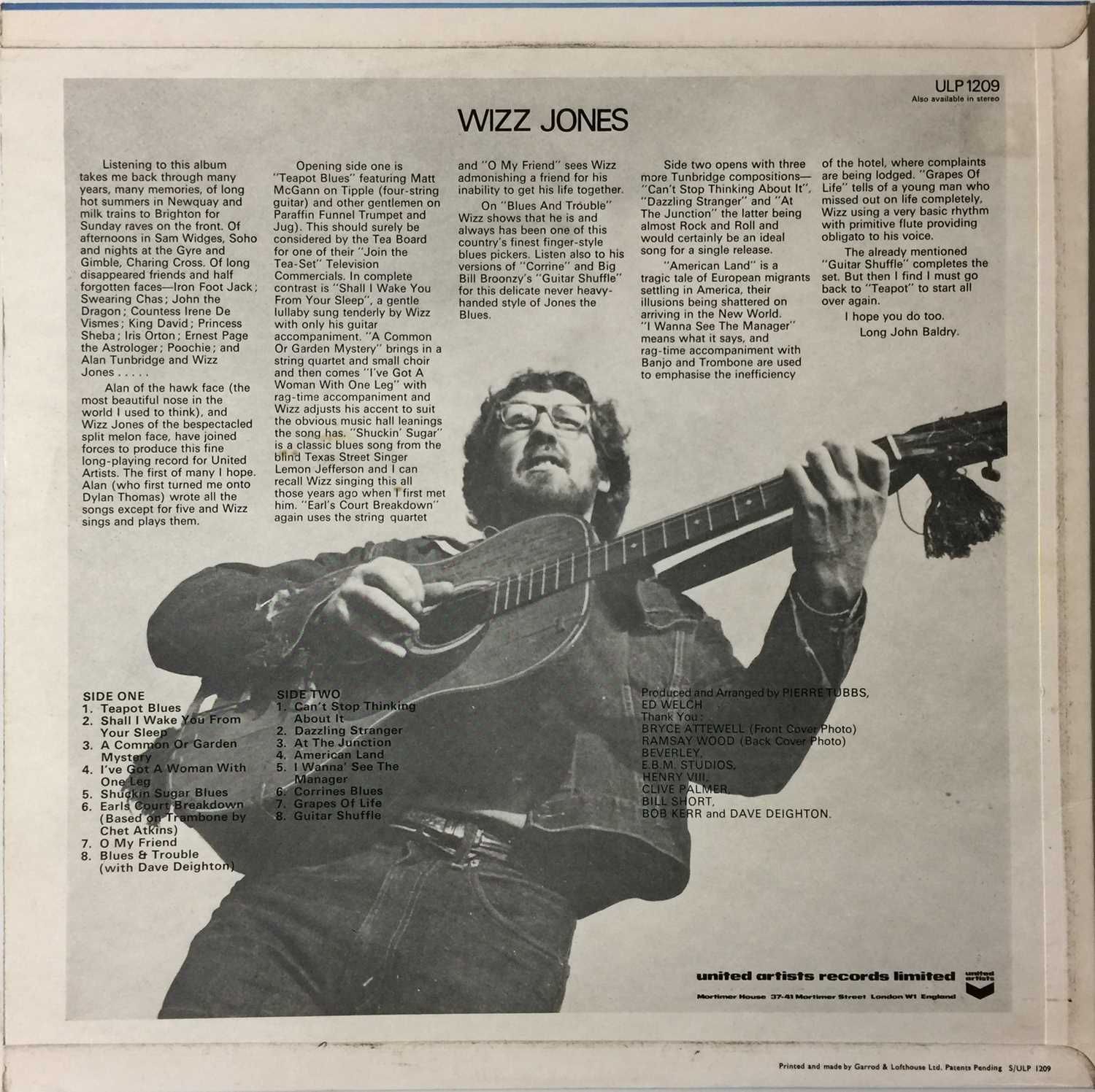 Lot 62 - WIZZ JONES - WIZZ JONES LP (ULP 1209). Here