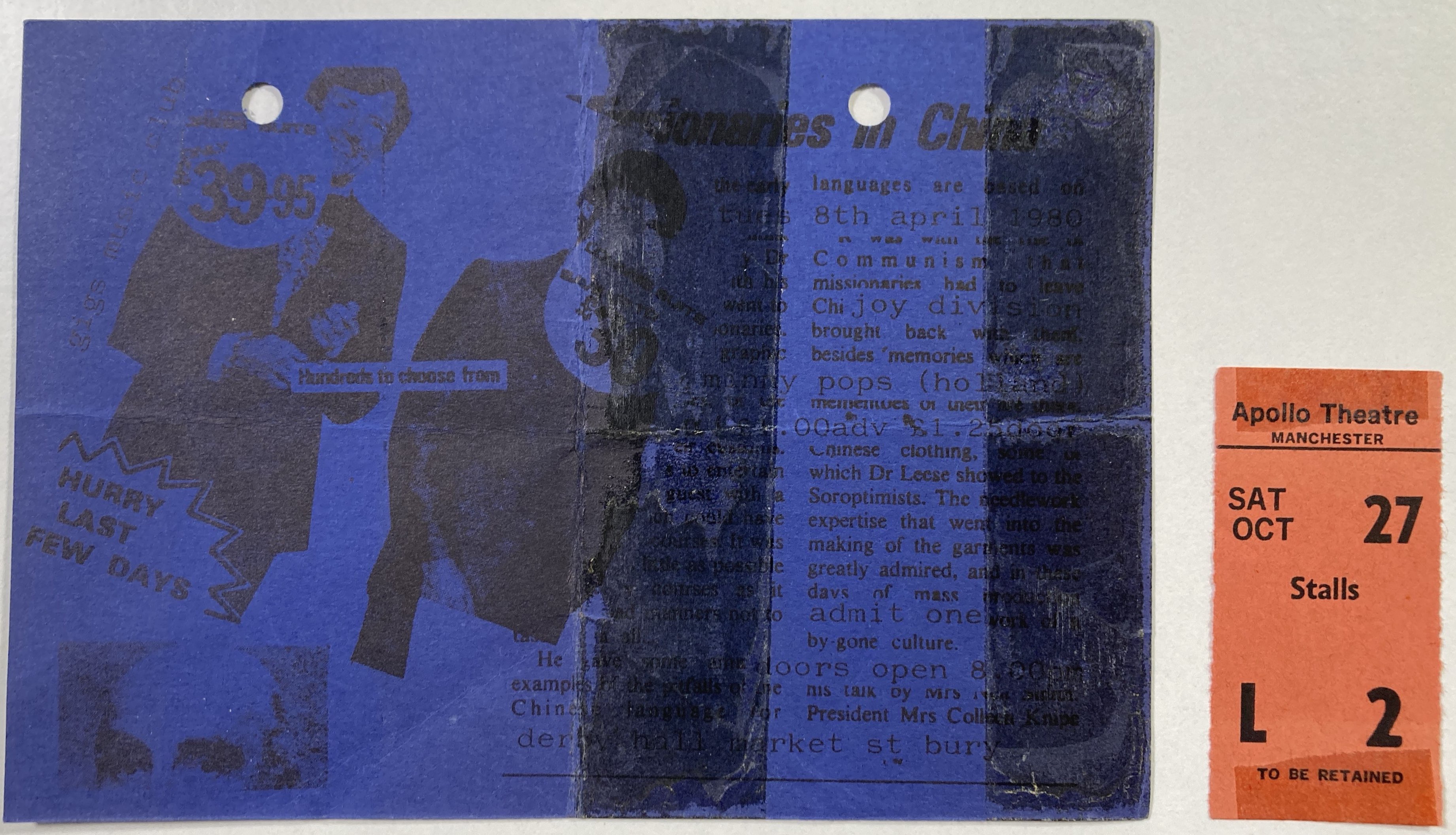 Lot 266 - JOY DIVISION - 1979/1980 CONCERT TICKET