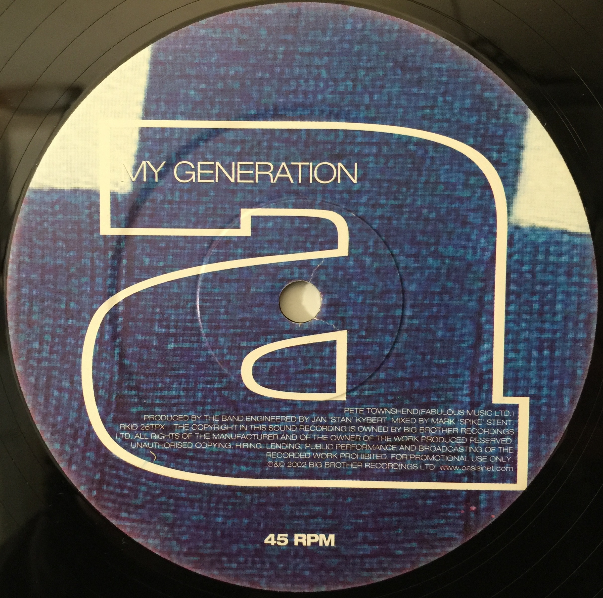 Lot 27 - OASIS - MY GENERATION 12" (ORIGINAL UK SINGLE