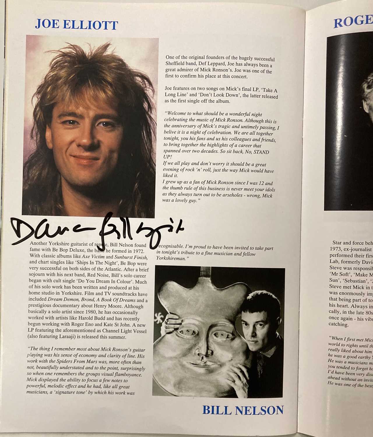 Lot 203 - MICK RONSON MEMORIAL CONCERT SIGNED