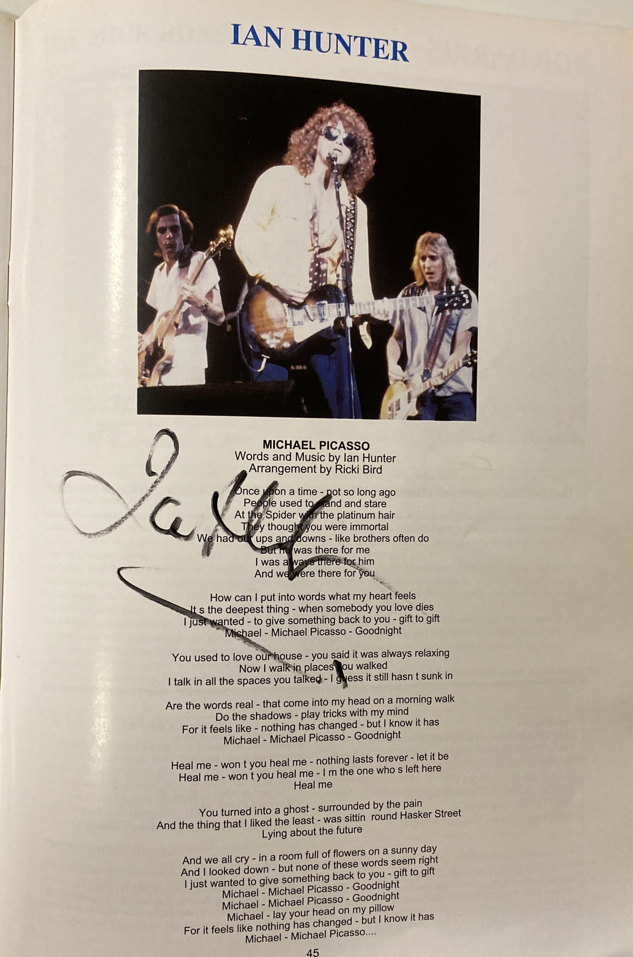 Lot 203 - MICK RONSON MEMORIAL CONCERT SIGNED