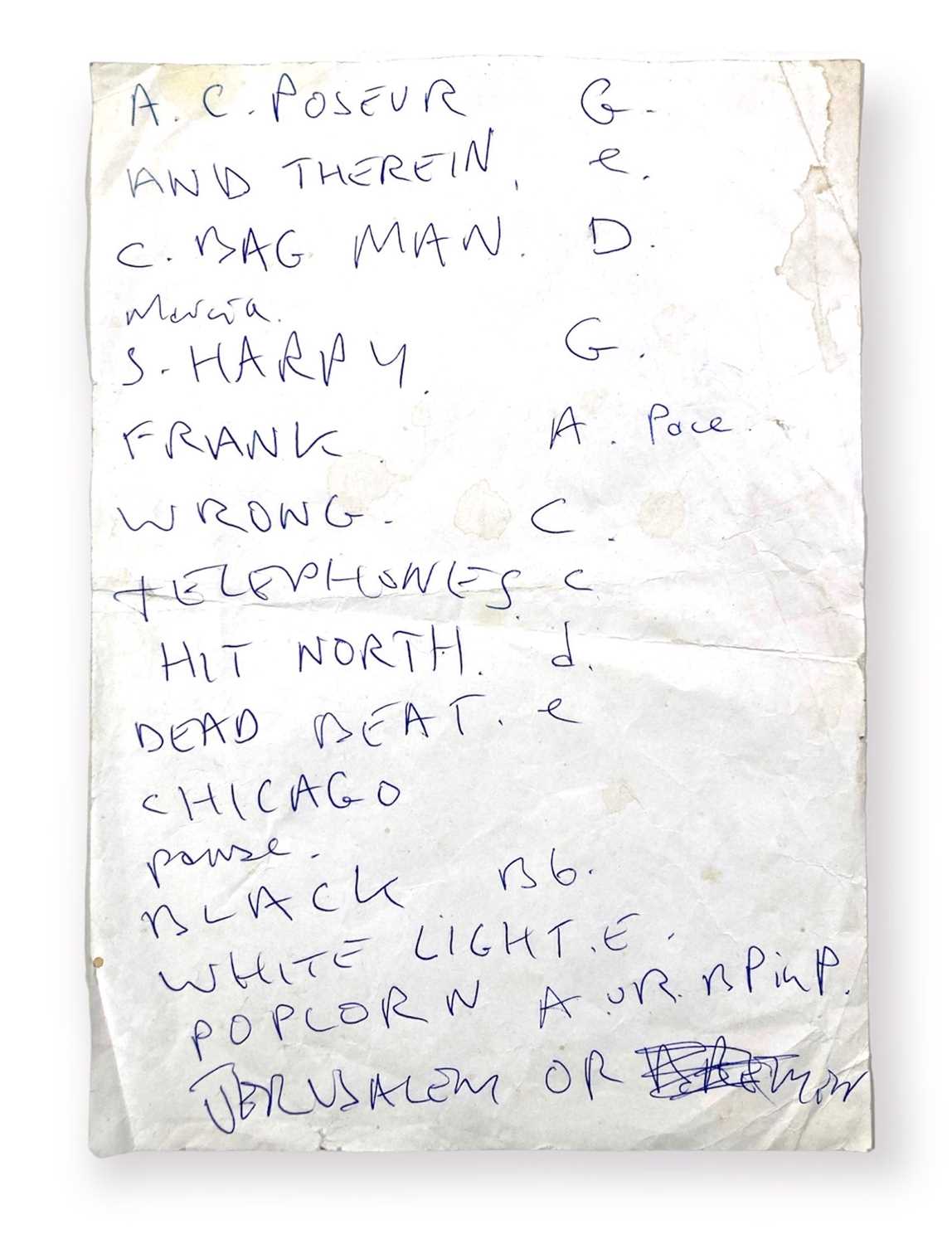 Lot 401 - MARK E. SMITH / THE FALL - A HANDWRITTEN SET