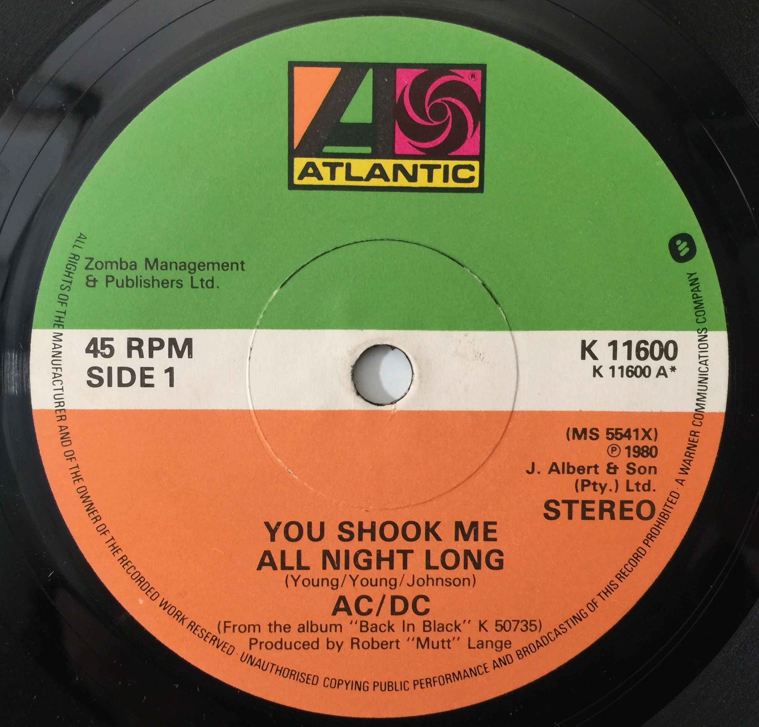 Lot 779 - AC/DC - YOU SHOOK ME ALL NIGHT LONG 7" (RARE