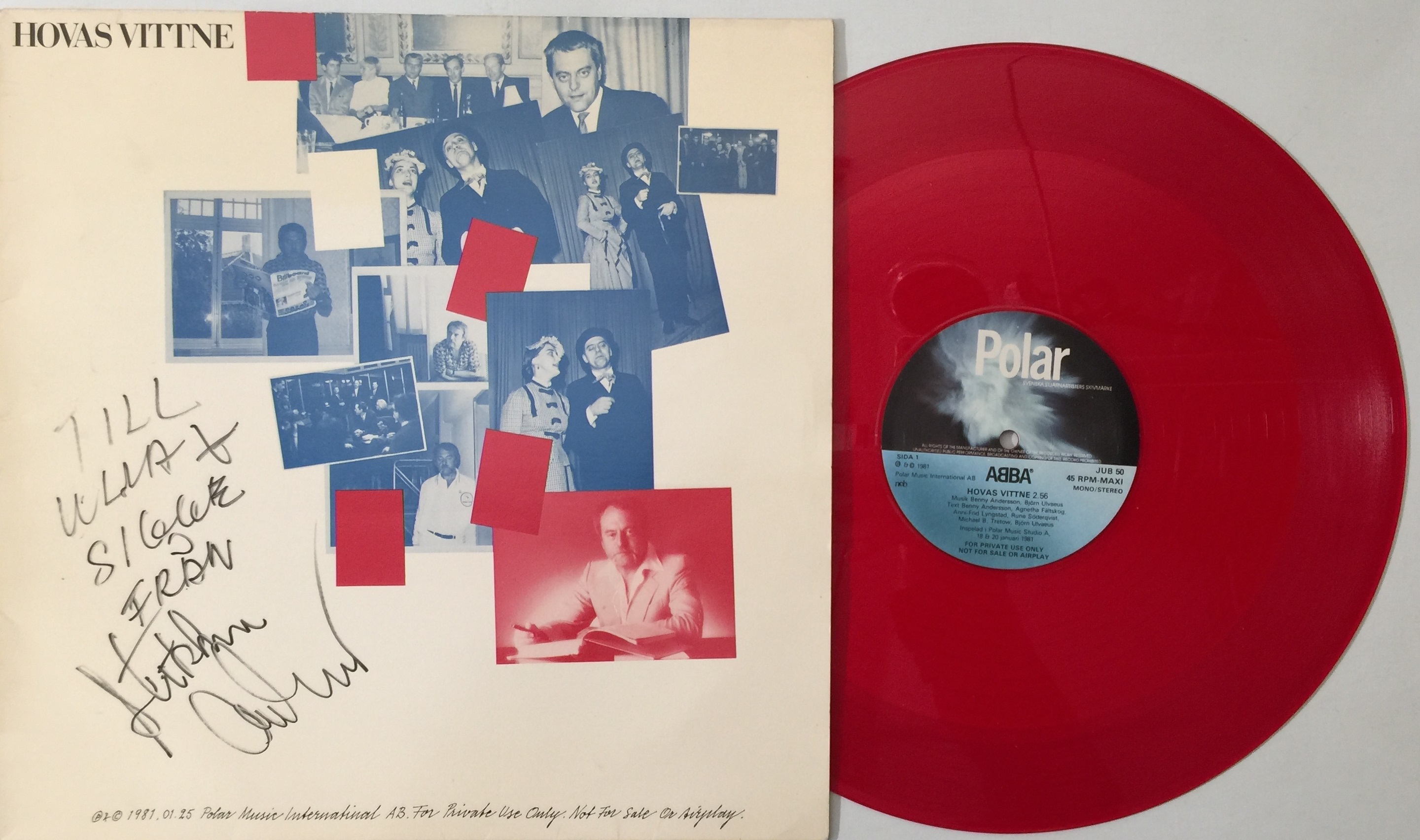 Lot 7 - ABBA - HOVAS VITTNE 12" (SIGNED - RED VINYL