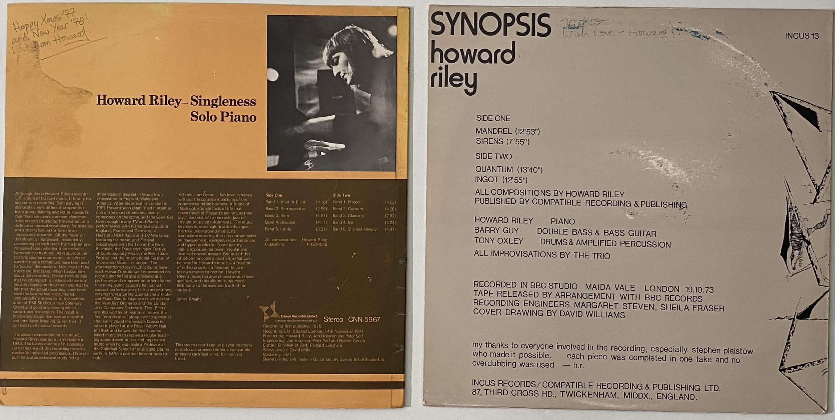 Lot 1930173 - HOWARD RILEY - LP RARITIES