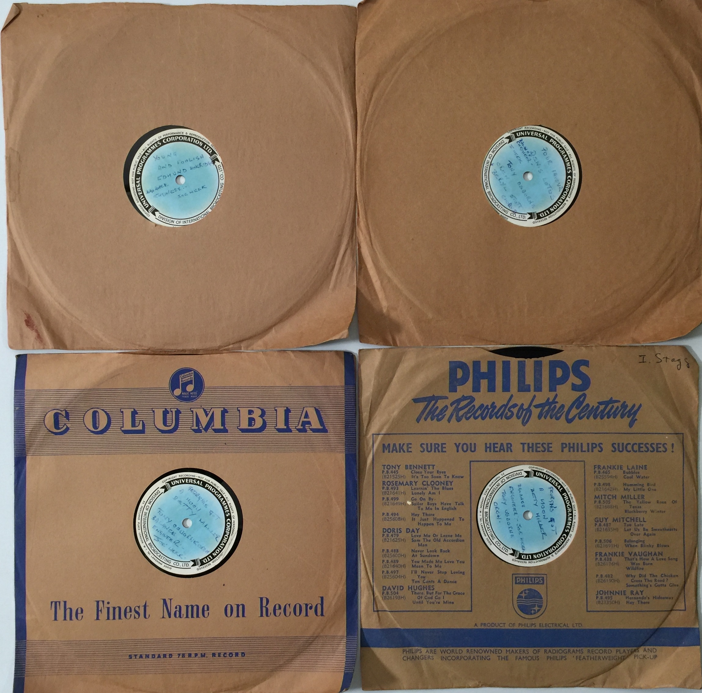 Lot 700 - LATE 50s/EARLY 60s ACETATES (INCLUDING JOE