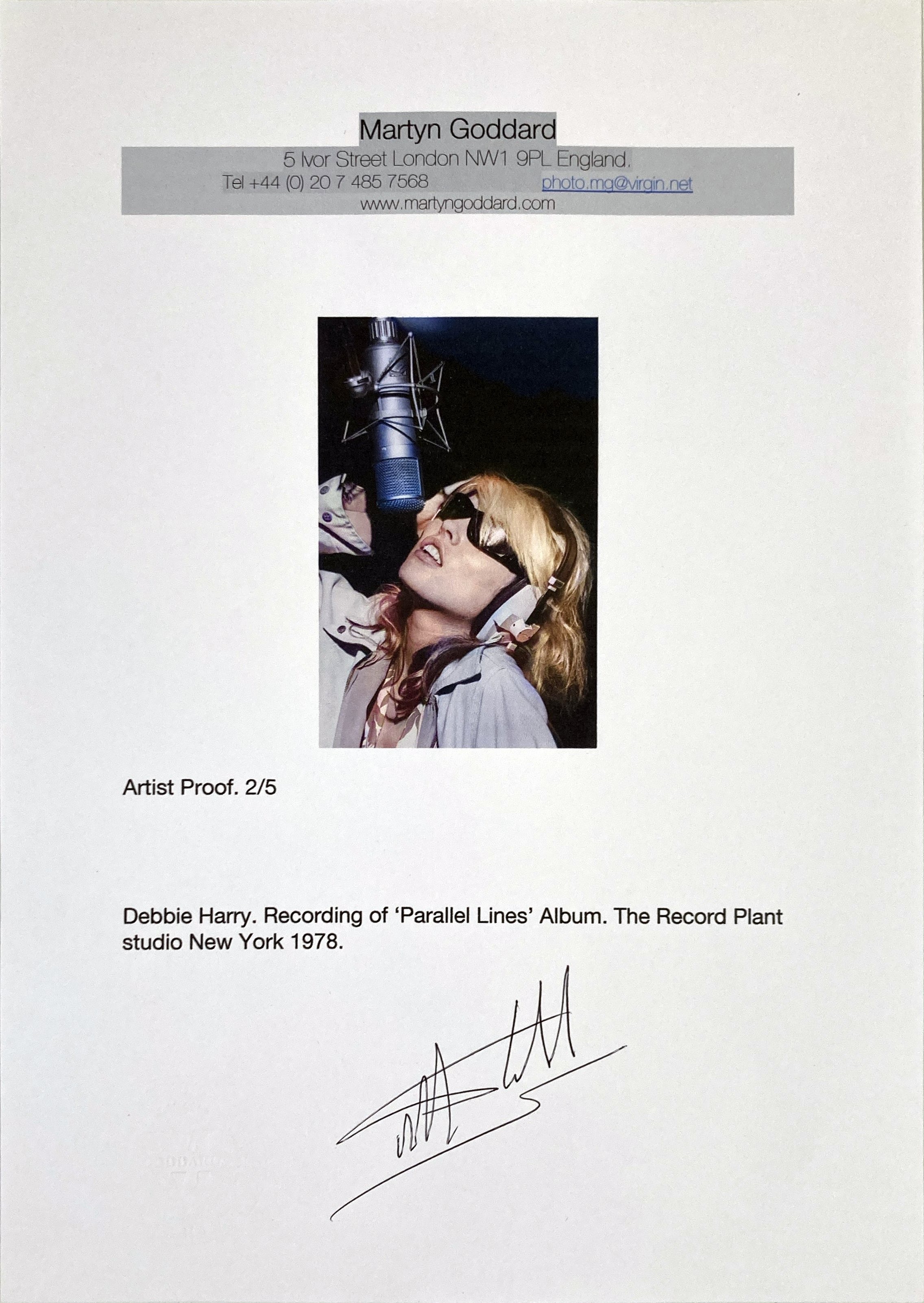 Lot 287 - MARTYN GODDARD - BLONDIE/DEBBIE HARRY, 1986.