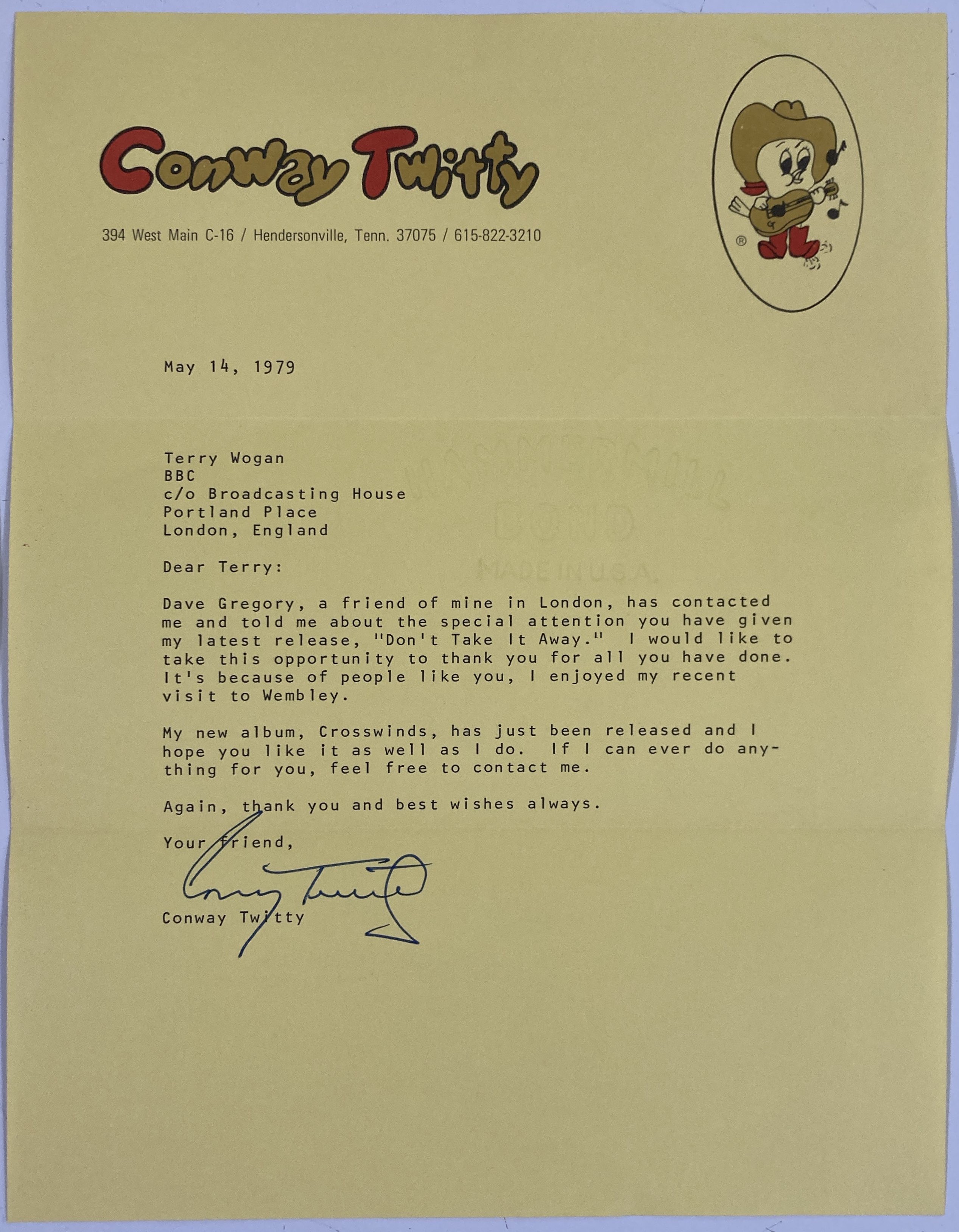 Lot 361 - CONWAY TWITTY / GLEN CAMPBELL - SIGNED