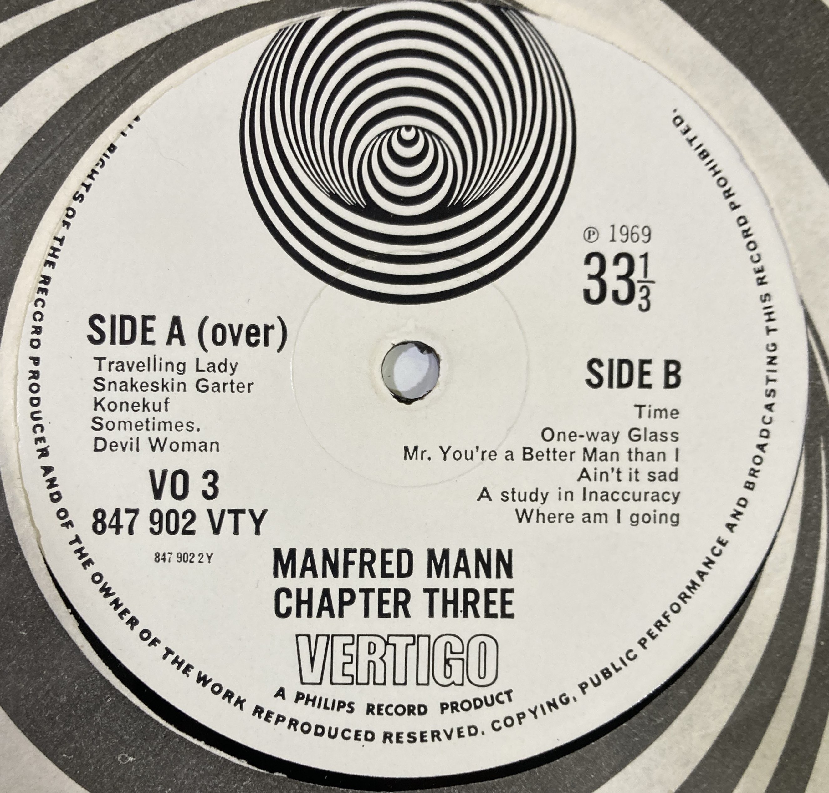 Lot 69 - MANFRED MANN CHAPTER THREE - ORIGINAL UK