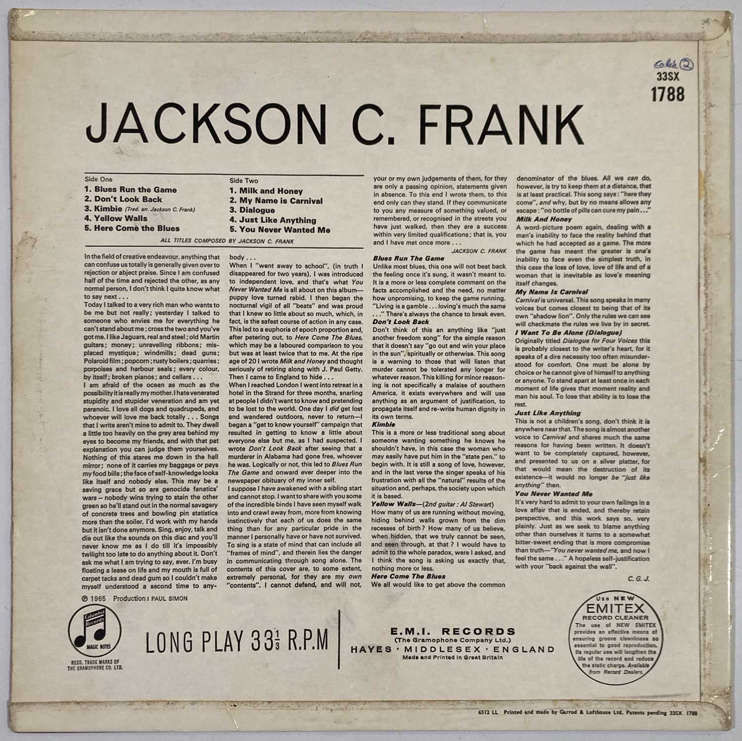 Lot 83 - JACKSON C. FRANK - JACKSON C. FRANK LP
