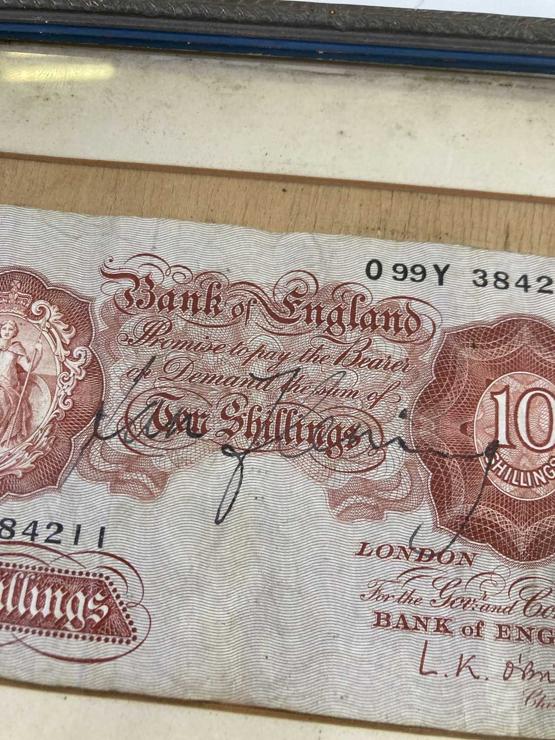 Lot 349 - JAMES BOND - A TEN SHLLING NOTE SIGNED BY
