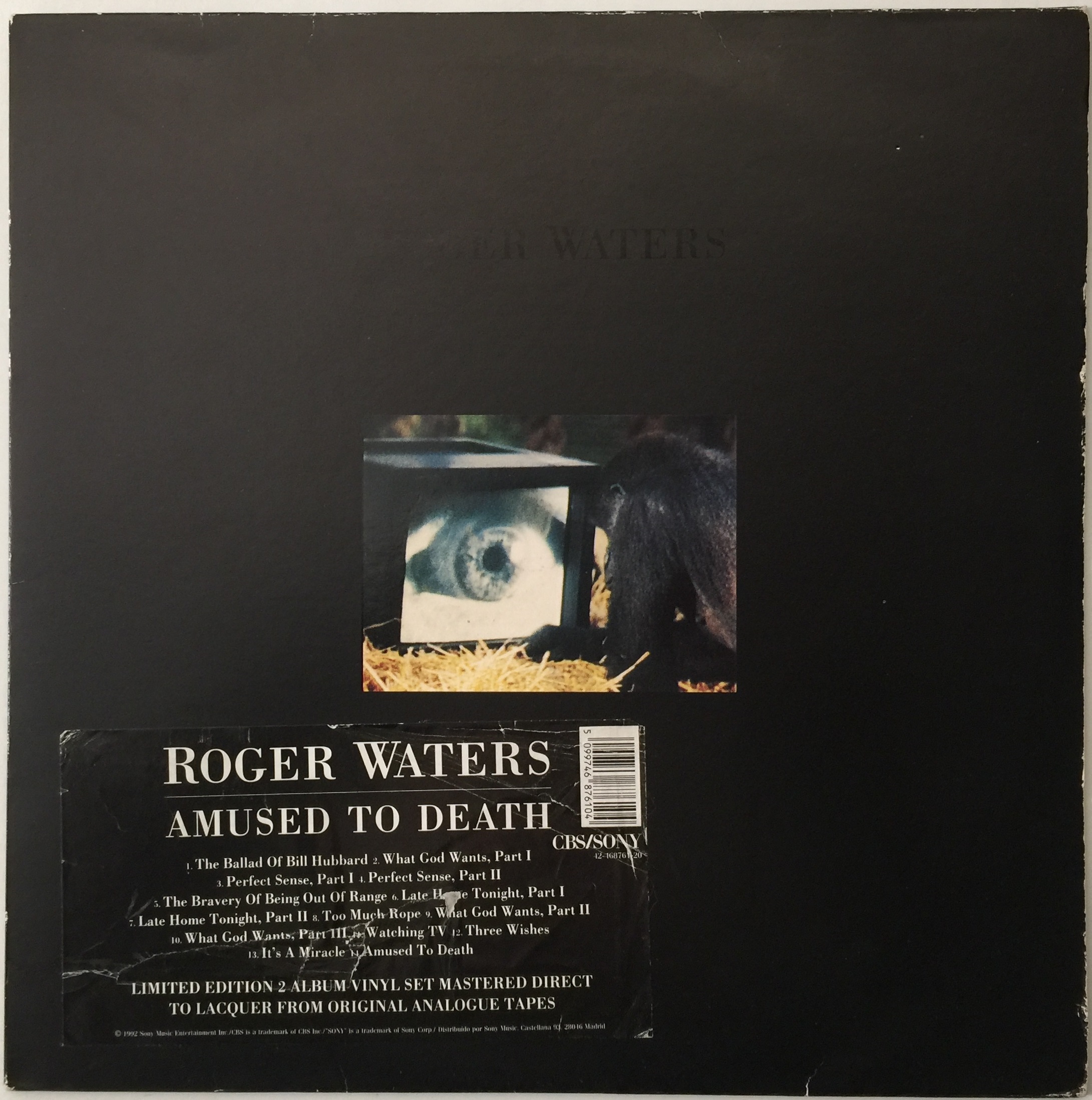Lot 2 - ROGER WATERS - AMUSED TO DEATH LP (1992 OG