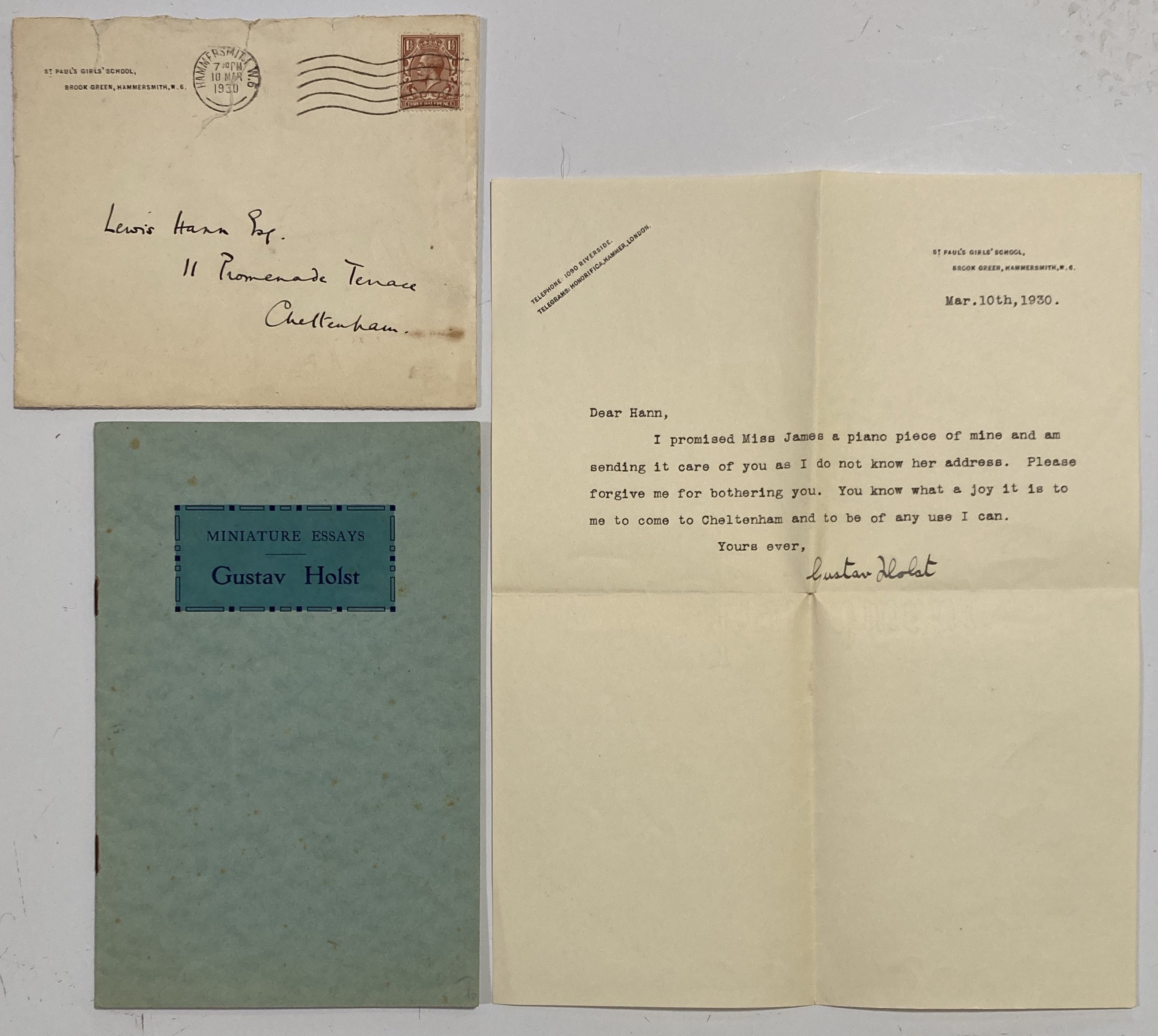 Lot 7 - GUSTAV HOLST (1874-1934) - TLS.