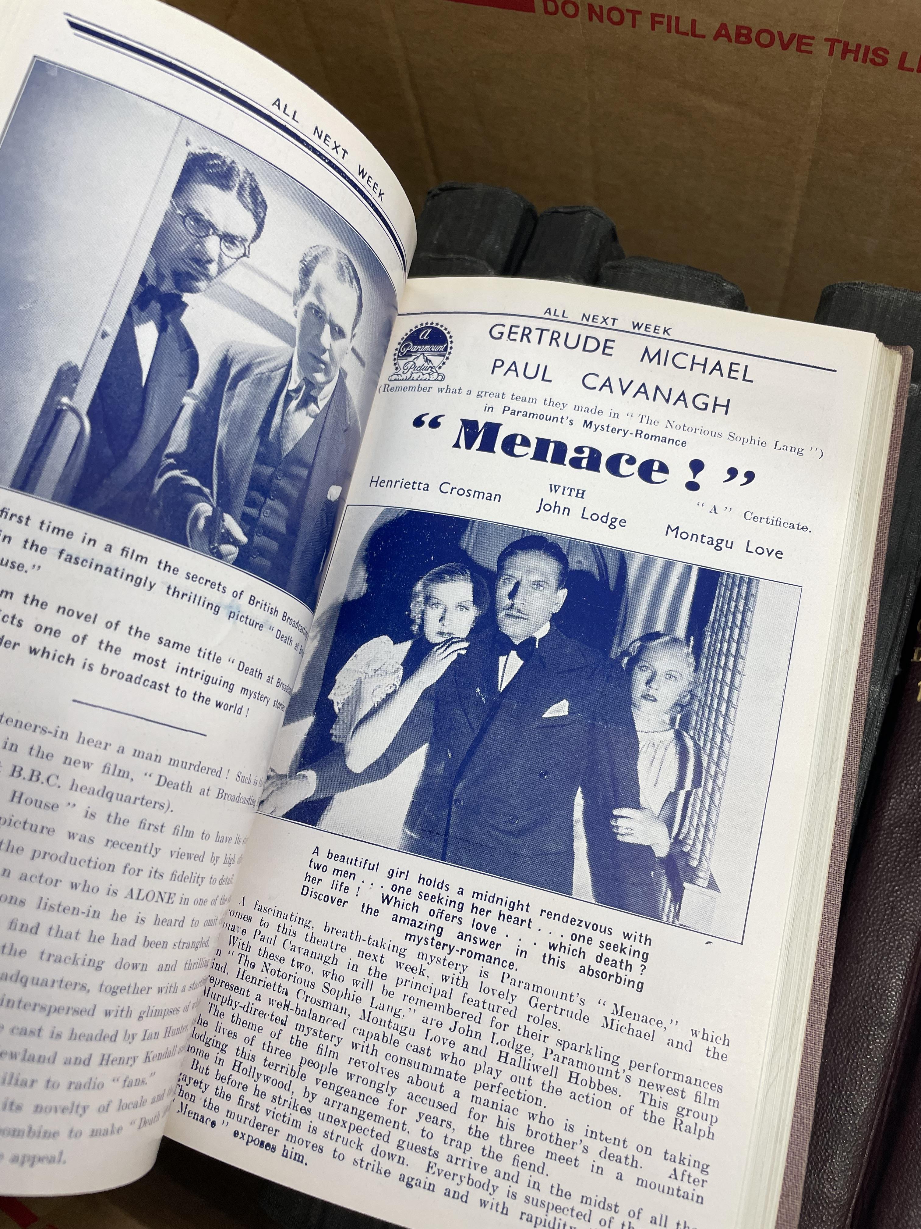 Lot 3 - 1930S BOUND VOLUMES OF CINEMA PROGRAMMES.