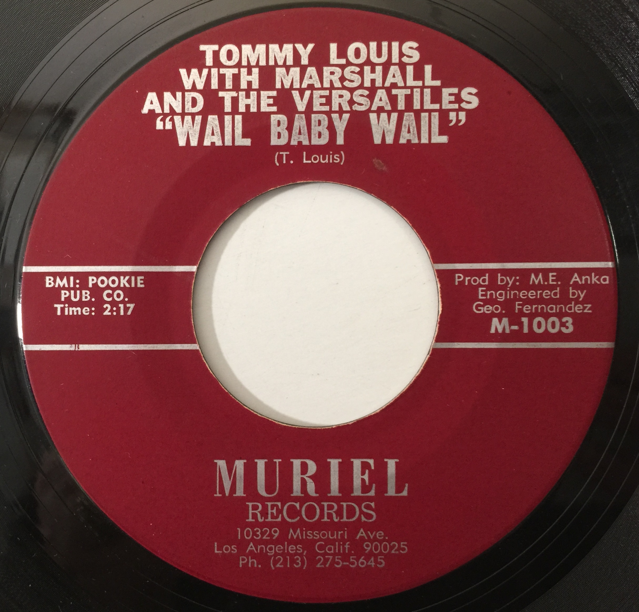 Lot 2 - TOMMY LOUIS - LOOKIE THERE/ WAIL BABY WAIL 7"