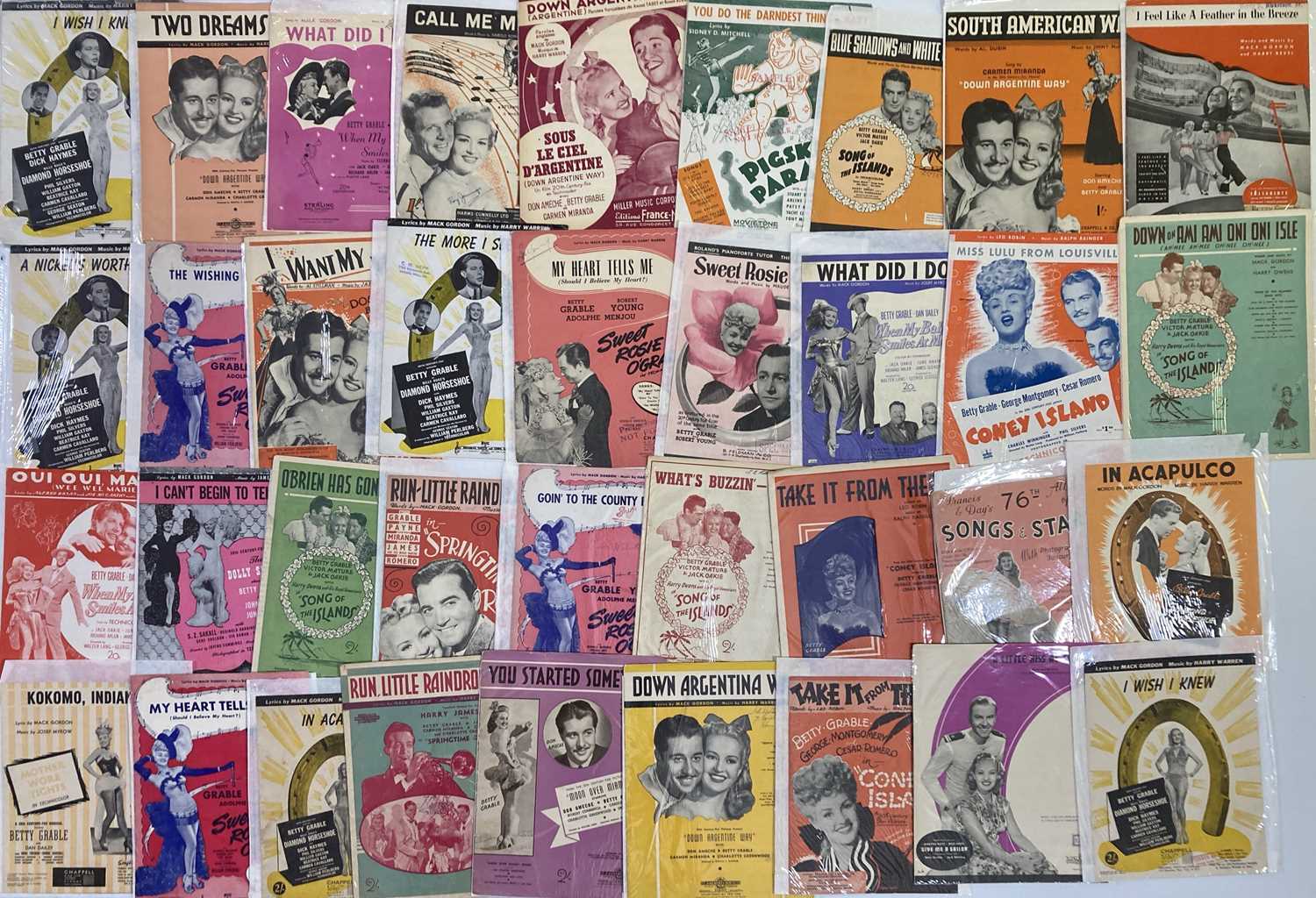 Lot 230 - BETTY GRABLE - SHEET MUSIC AND PHOTOGRAPHS.