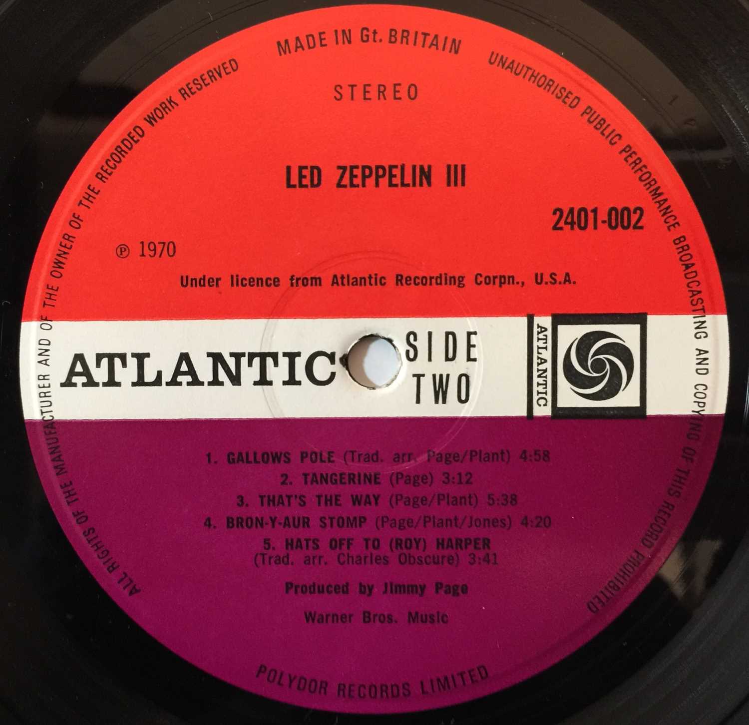 Lot 703 - LED ZEPPELIN - LPs (UK 'PLUM ATLANTIC'