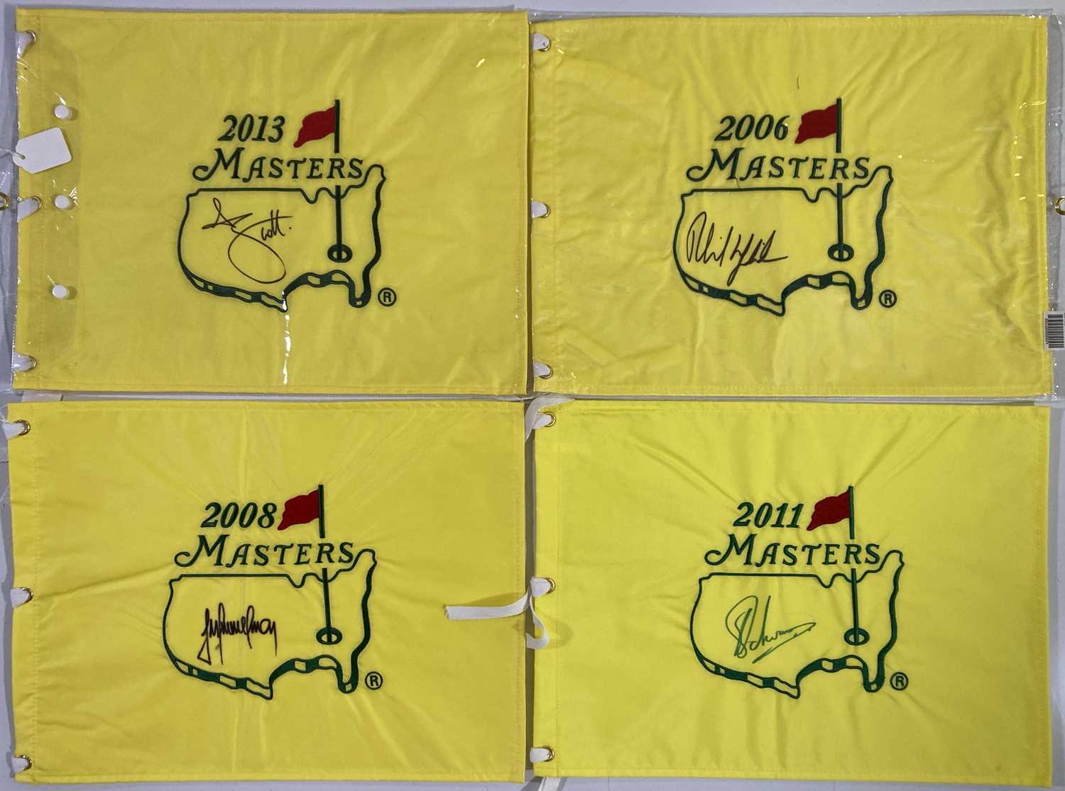 Lot 194 - GOLF MEMORABILIA - MASTERS FLAGS SIGNED BY