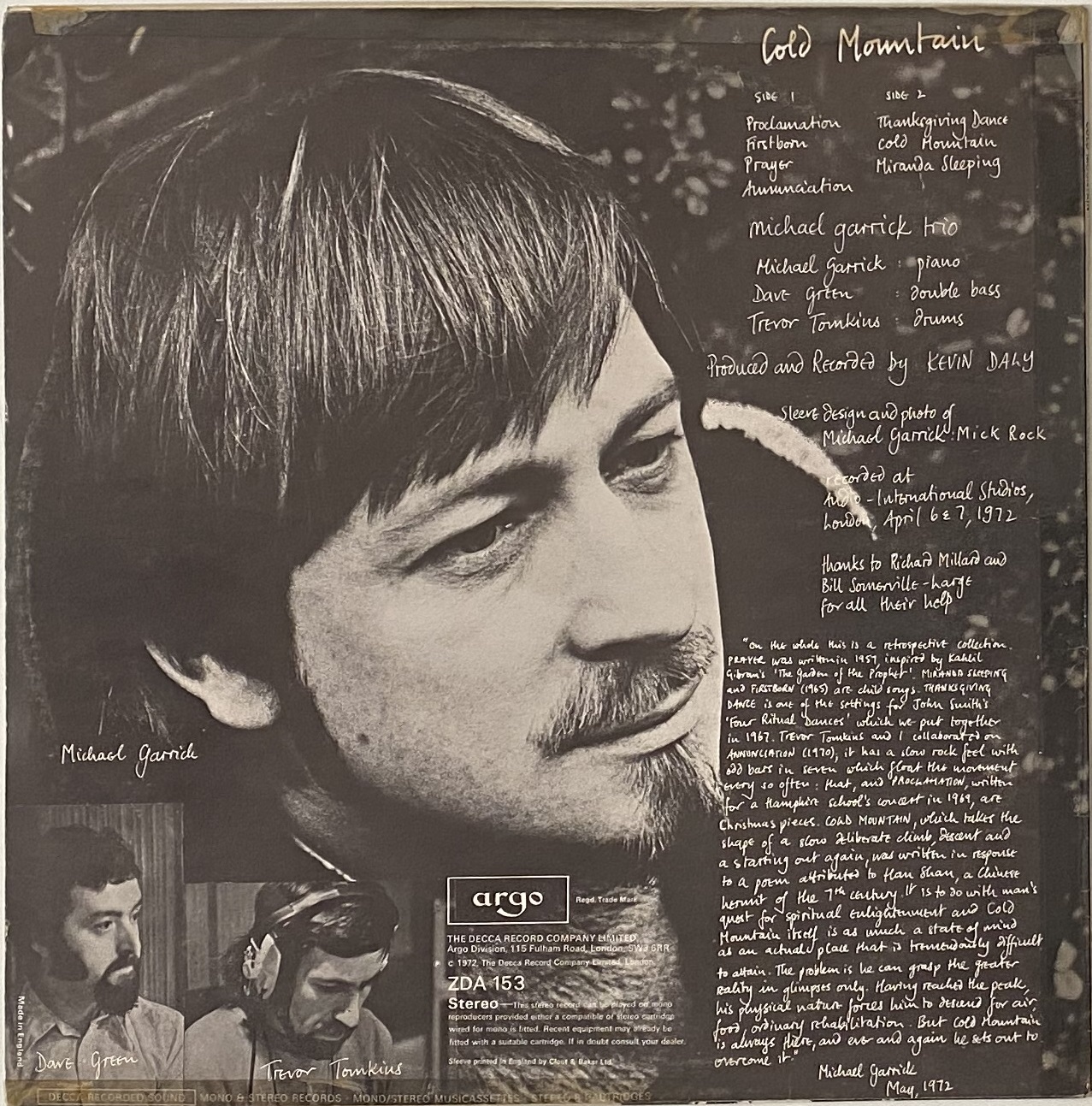 Lot 96 - MICHAEL GARRICK TRIO - COLD MOUNTAIN LP (UK