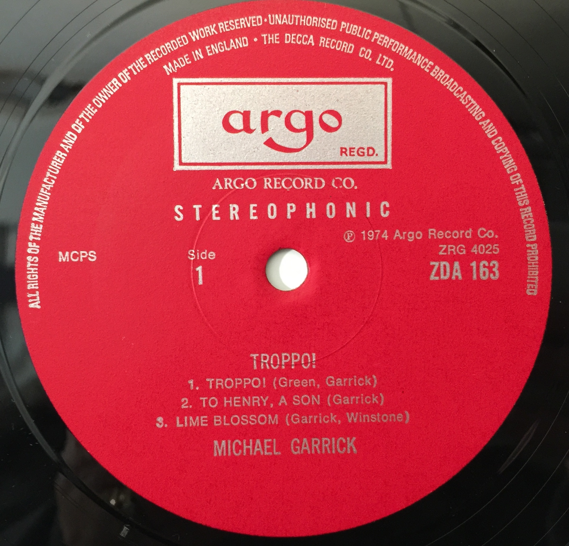 Lot 97 - MICHAEL GARRICK - TROPPO LP (UK JAZZ - ARGO