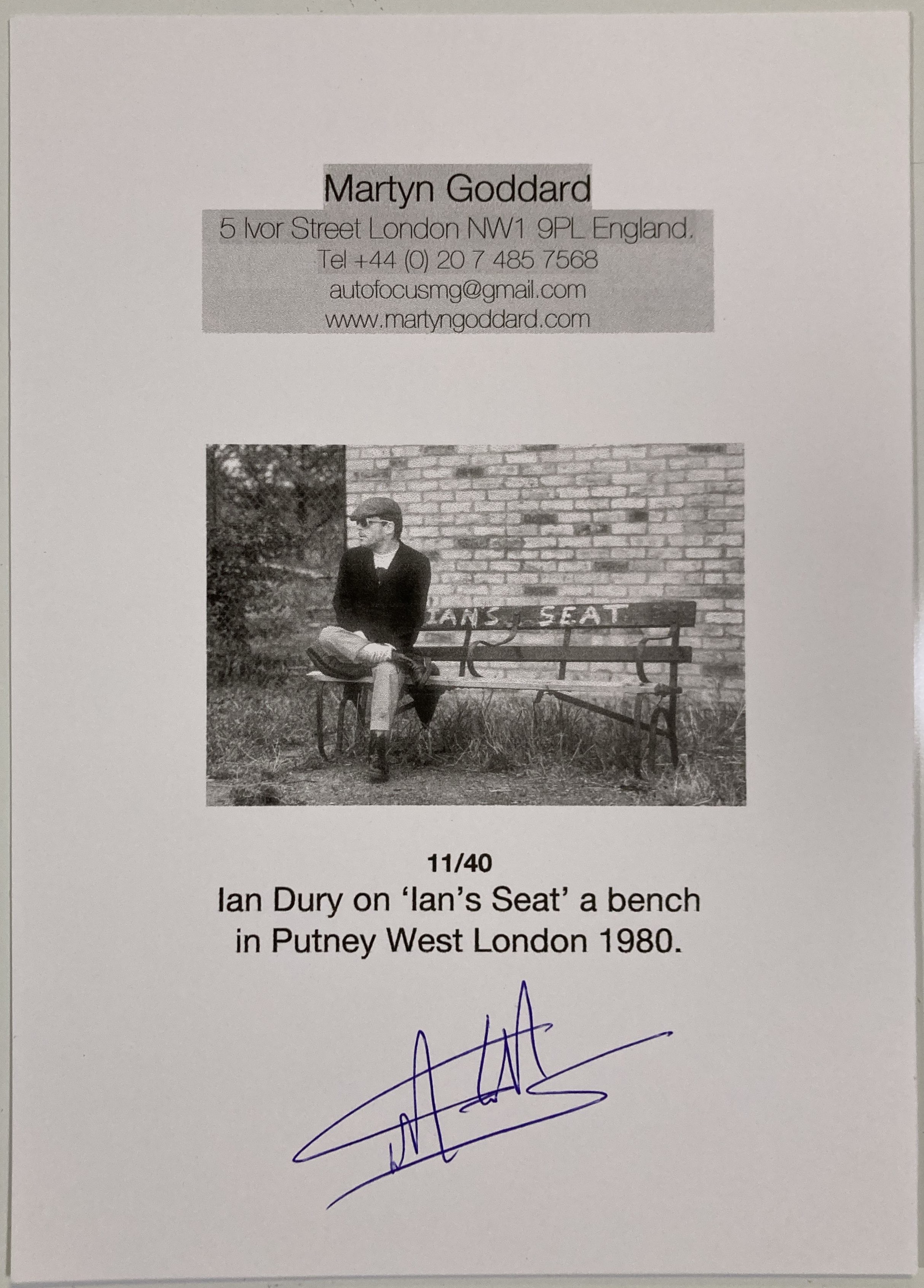 Lot 195 - MARTYN GODDARD - IAN DURY, 1980.